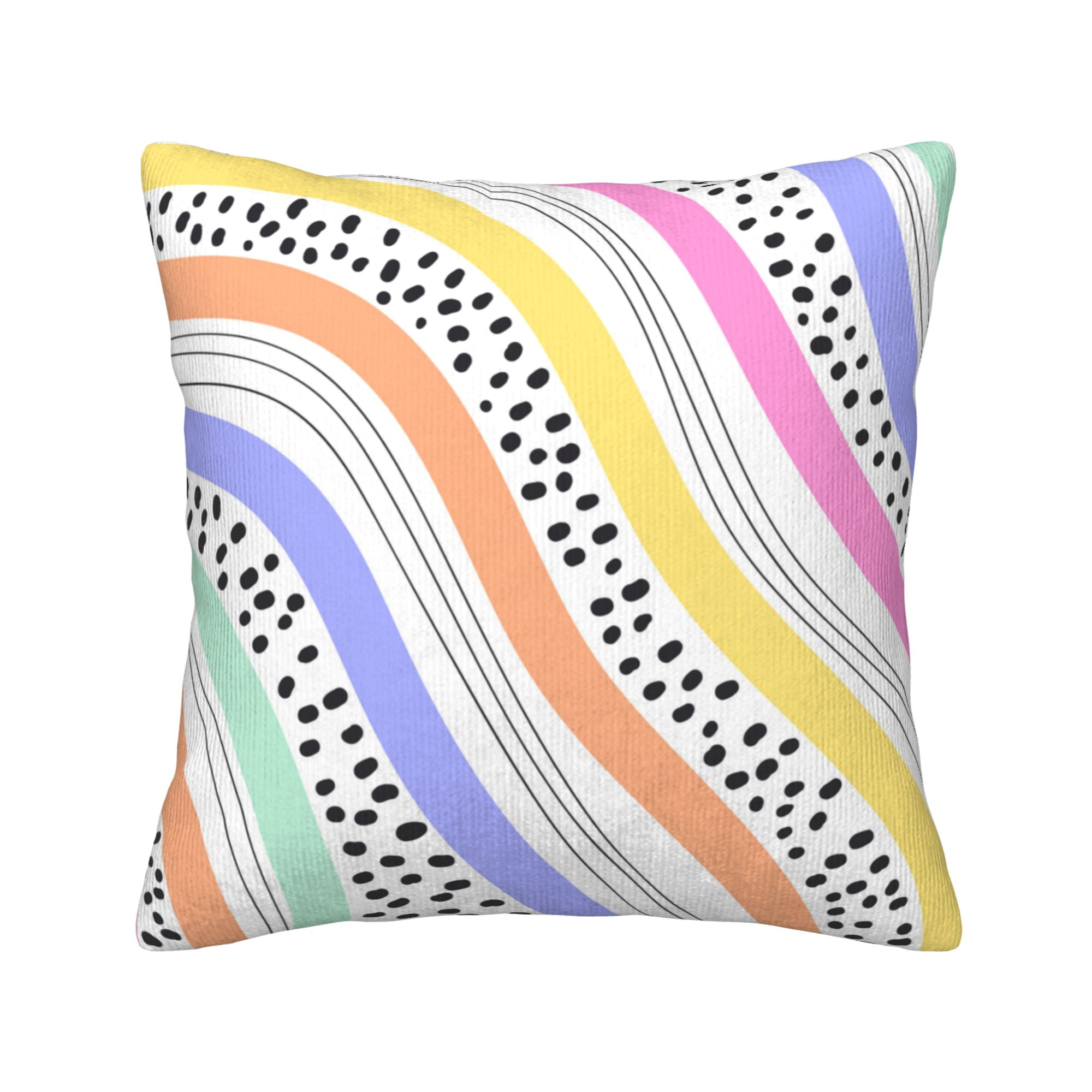 ZNDUO Square Home Decorative Throw Pillows, Corduroy Rainbow Colored ...