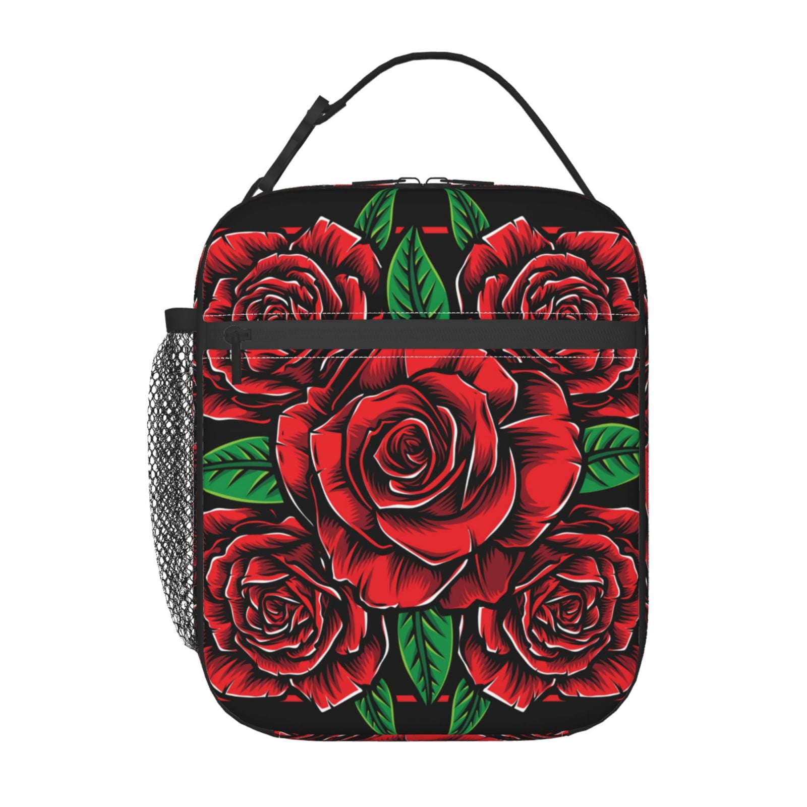 ZNDUO Square Red Roses illustration Pattern Lunch Bag, Reusable ...