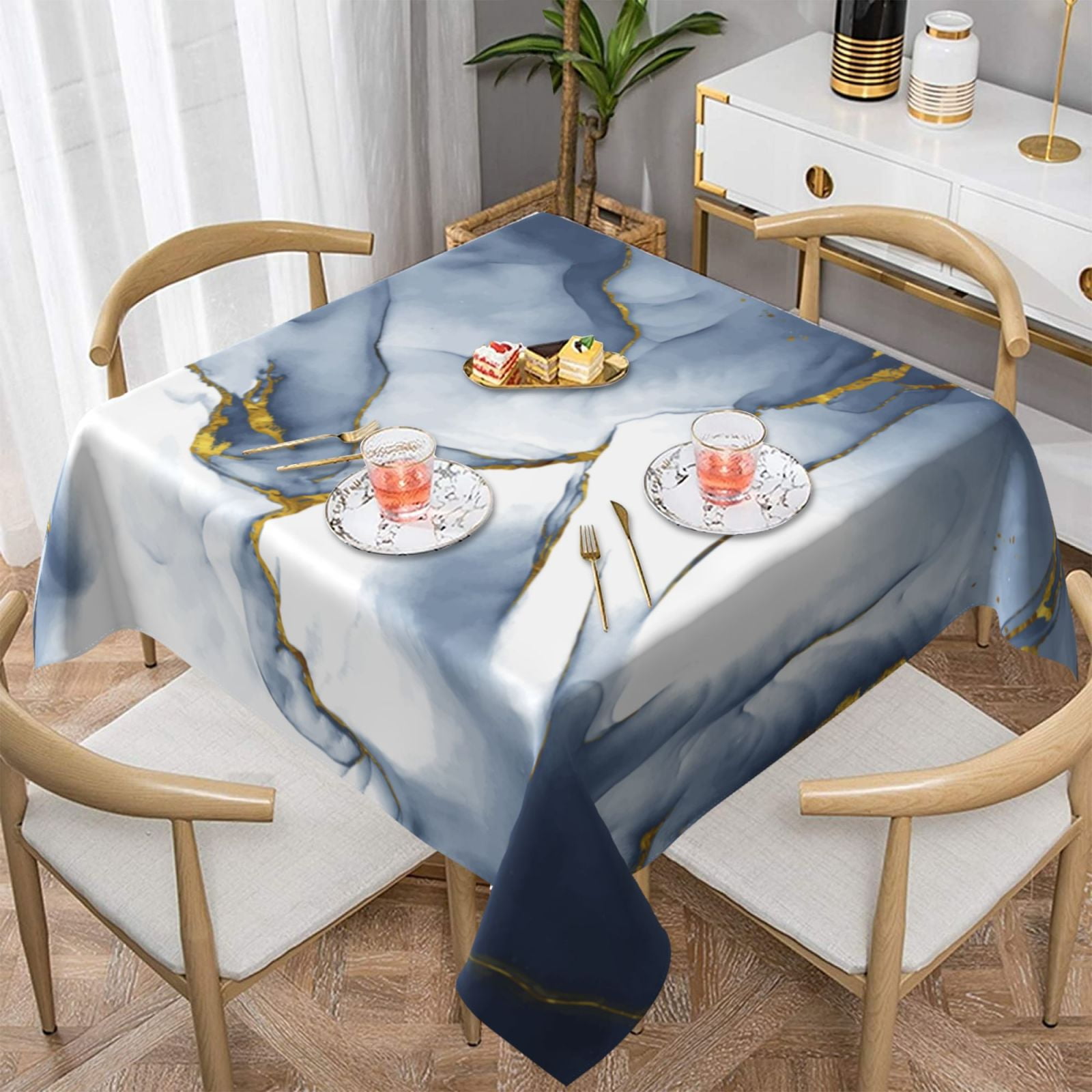 ZNDUO Square Waterproof Table Cloth, Washable Wrinkle Resistant Gray ...