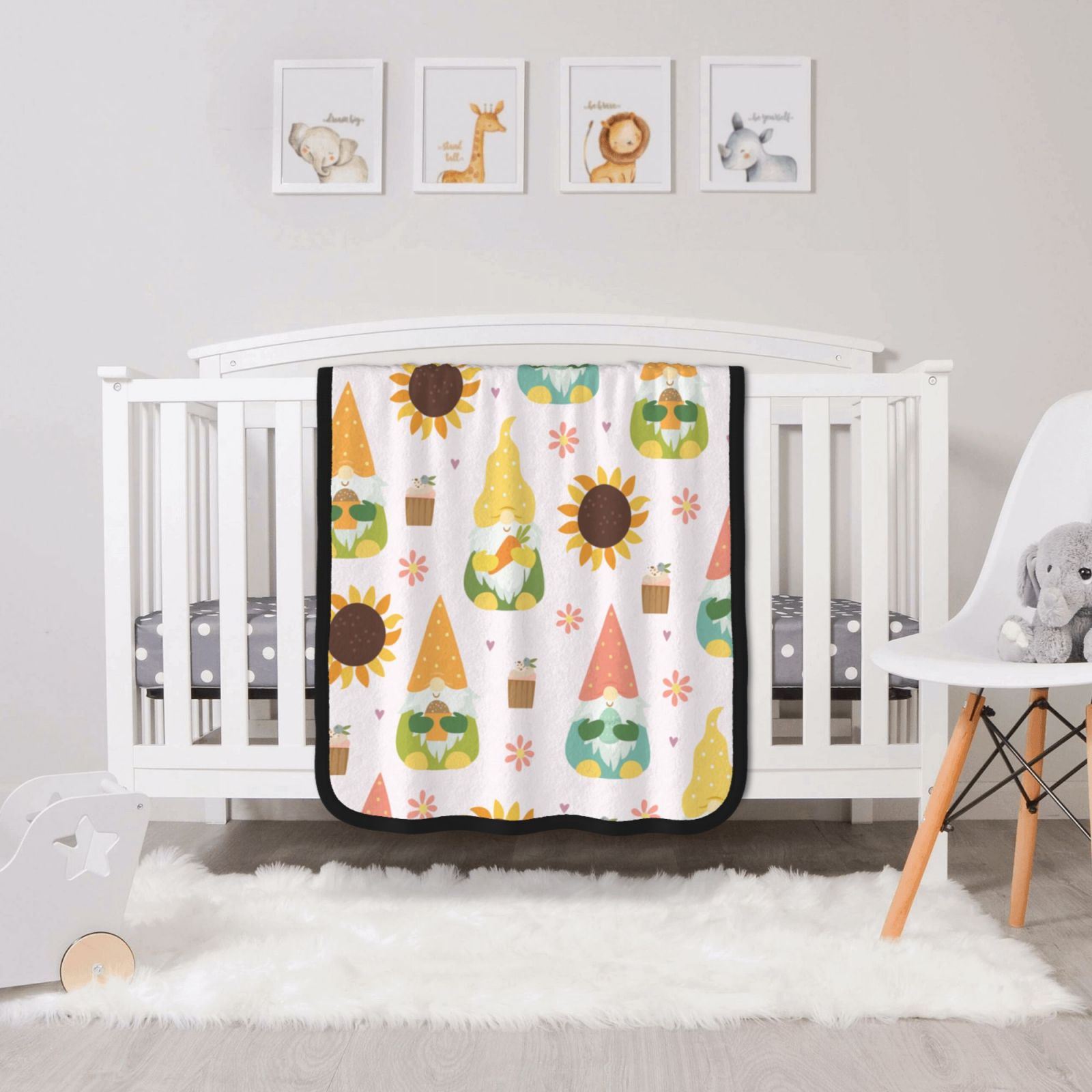ZNDUO Sunflower Cute Elf Art Pattern Throw Blanket, Fuzzy Soft Blankets ...