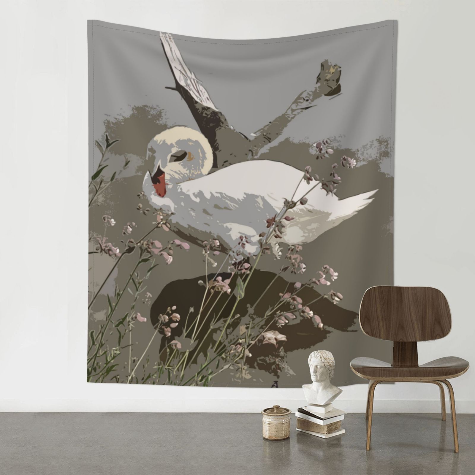 ZNDUO Swan Natural Feathers Pattern Wall Tapestry, Tapestries for ...