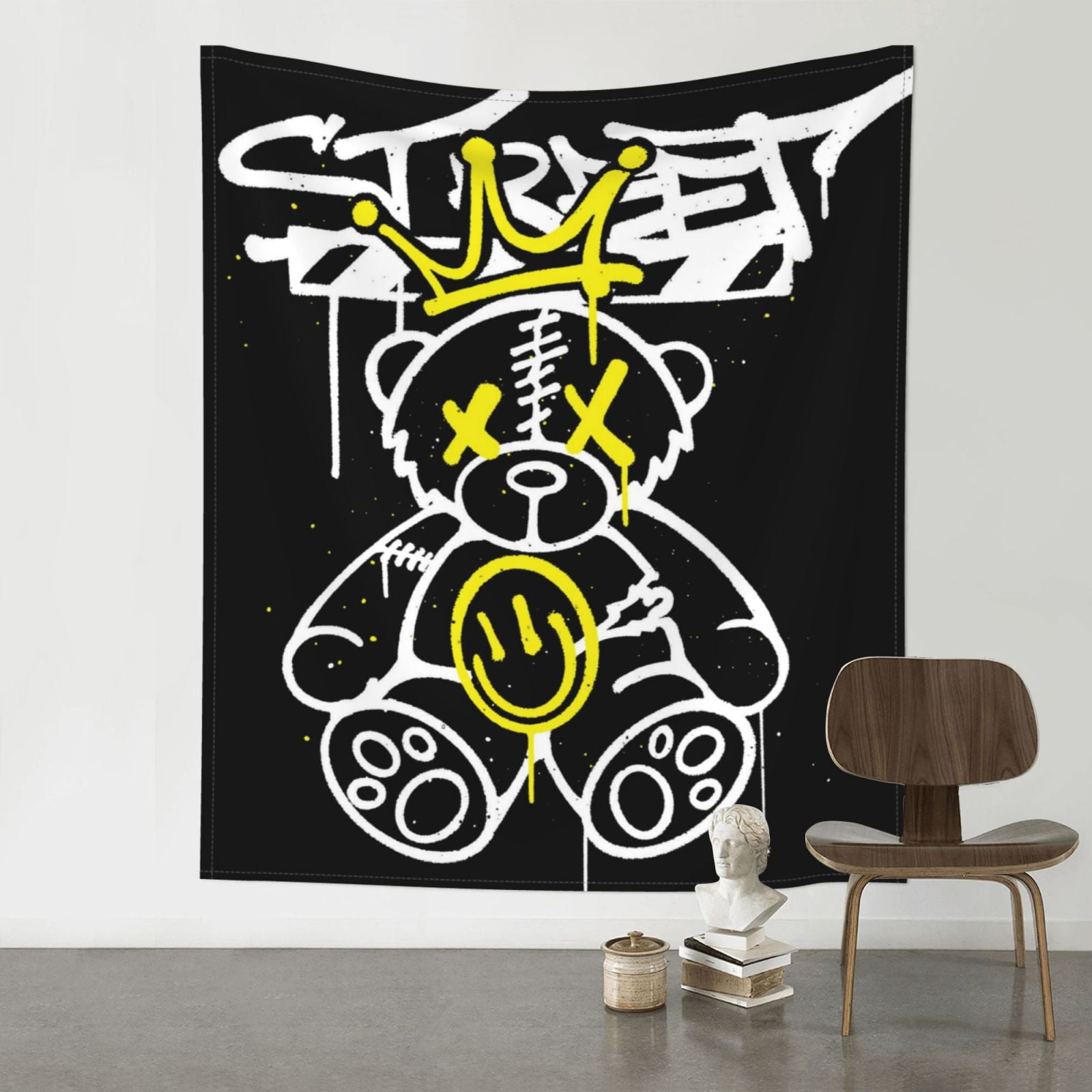 ZNDUO Teddy Bear Vintage Street Cartoon Pattern Wall Tapestry ...