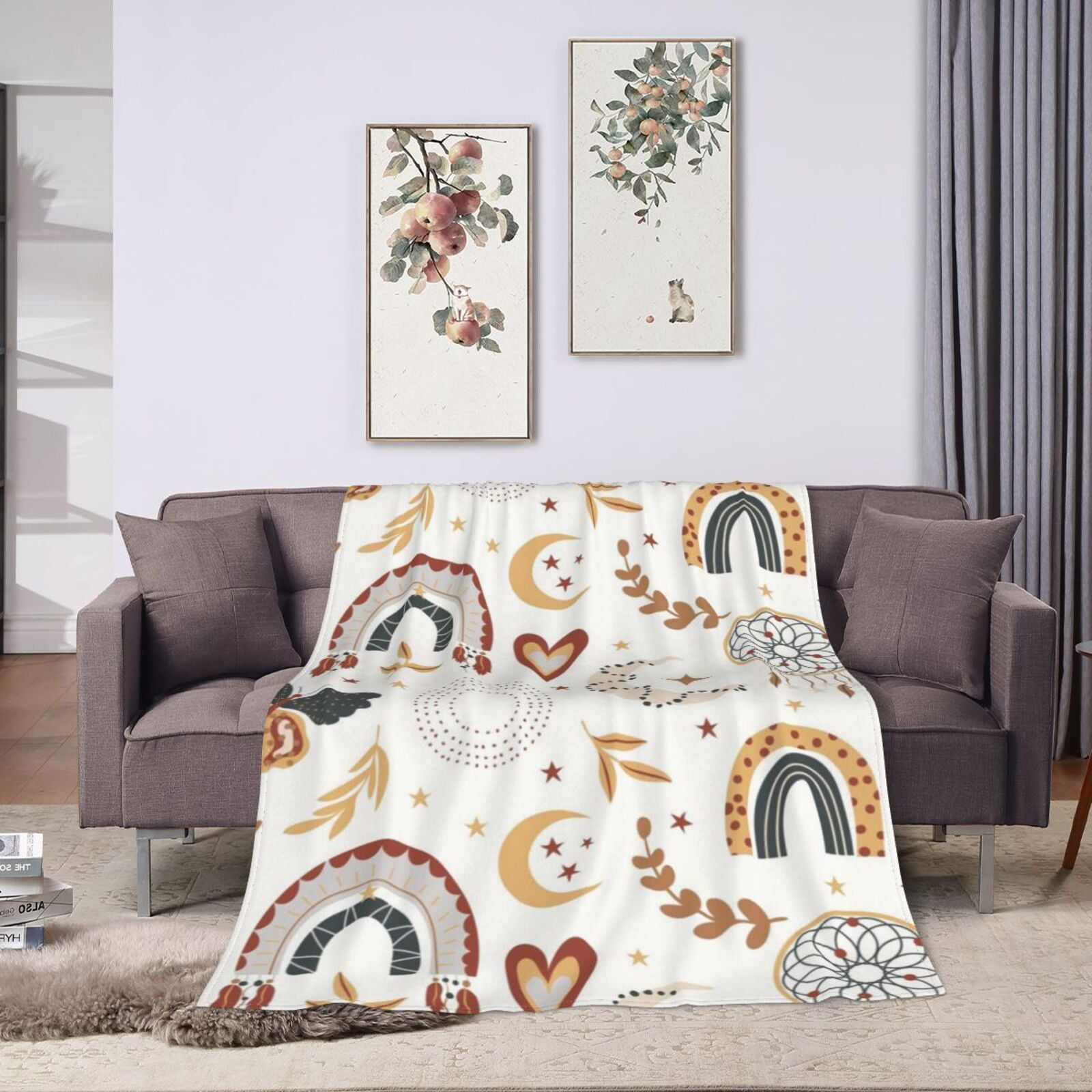 ZNDUO Trendy Hippie Boho Pattern Throw Blanket, Lightweight Cozy Soft ...