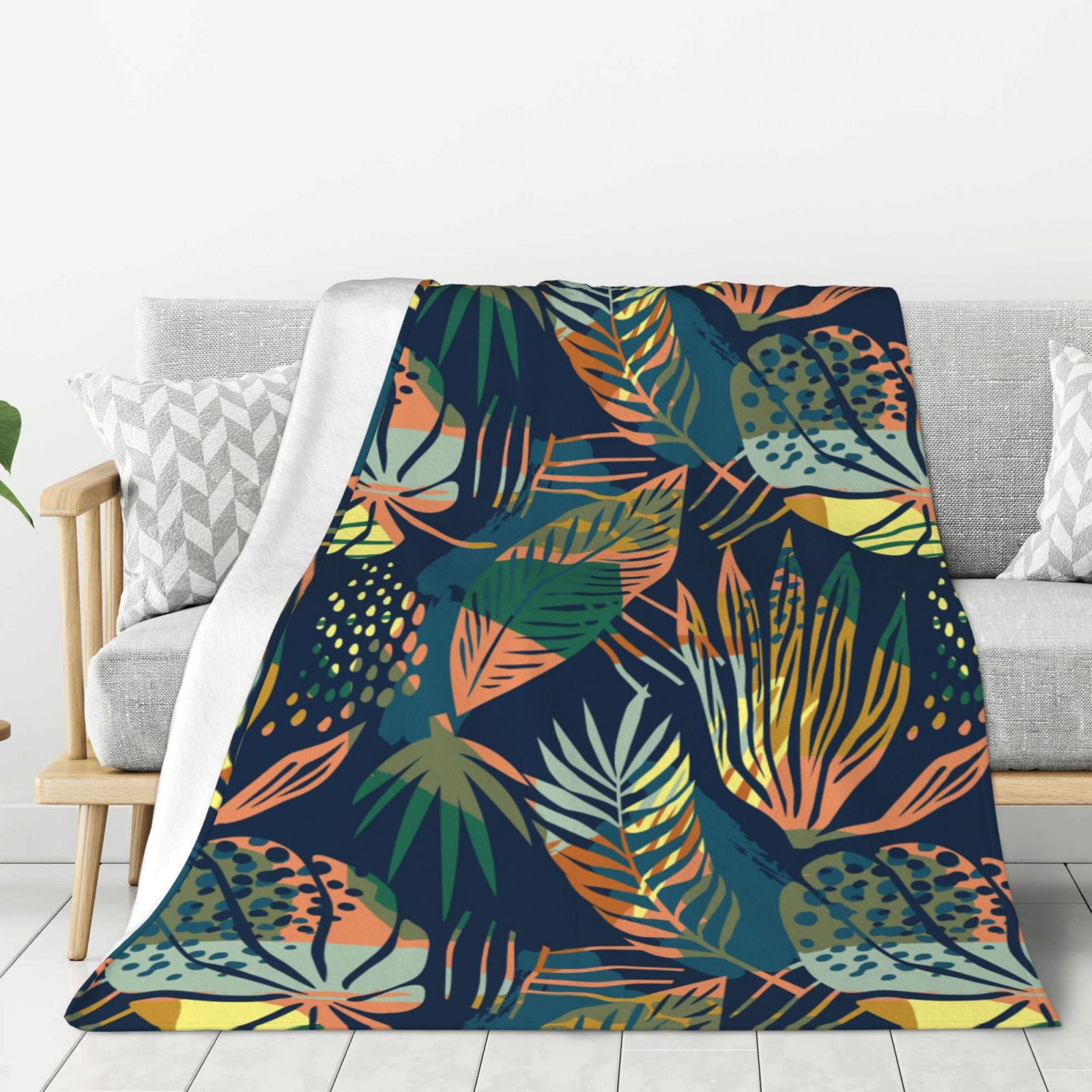 ZNDUO Tropical Plant Leaves Art Pattern Pattern Thickening Blanket ...