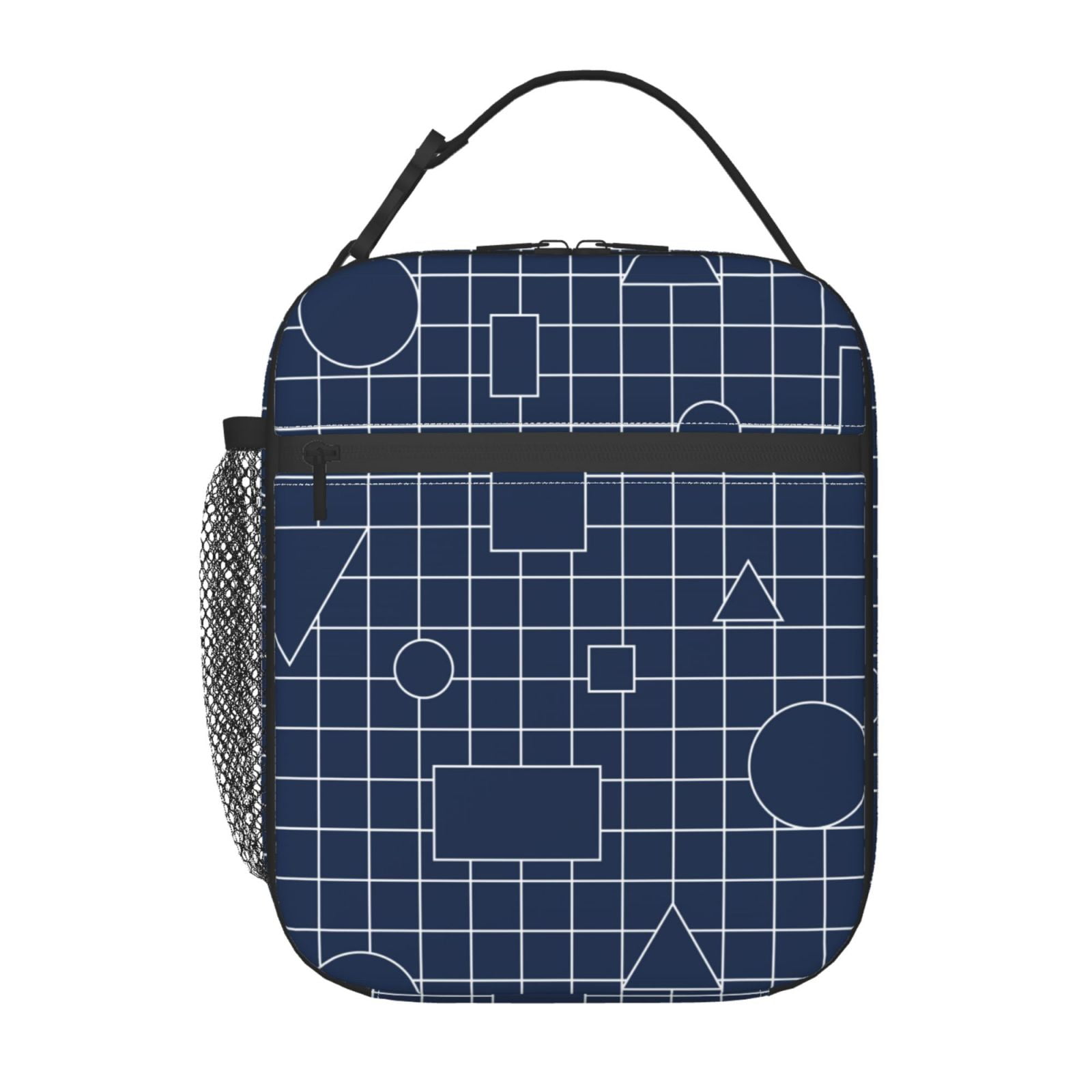 ZNDUO Vector Seamless Blue Geometric Shapes Pattern Lunch Bag, Reusable ...
