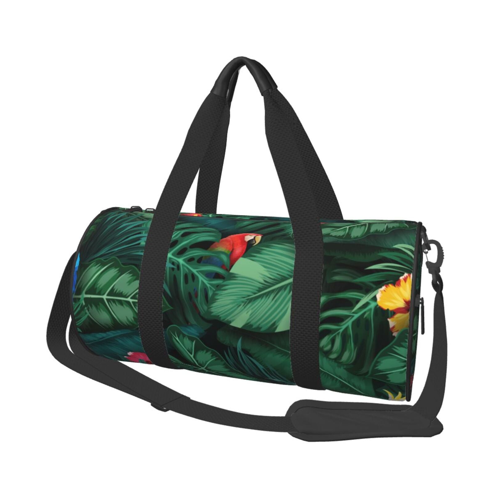 ZNDUO Vector Tropical Plants Birds Pattern Round Travel Bag, Sports ...