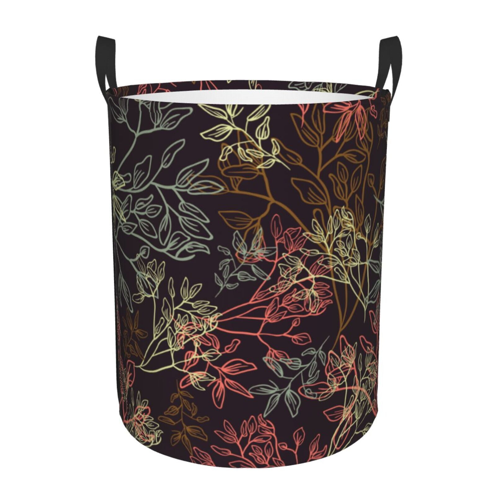 ZNDUO Vintage Floral Line Art Pattern Laundry Basket, Waterproof ...