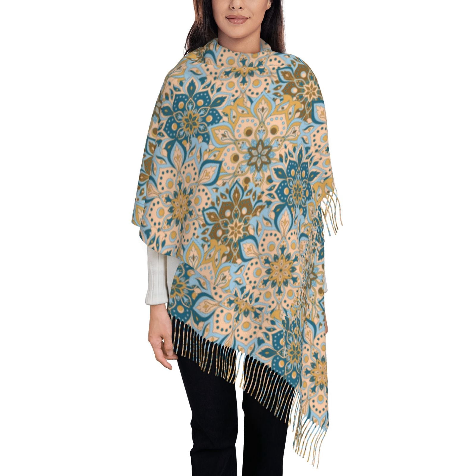 ZNDUO Vintage Orienta Mandala Pattern Pashmina Shawls，Wraps Winter Warm ...