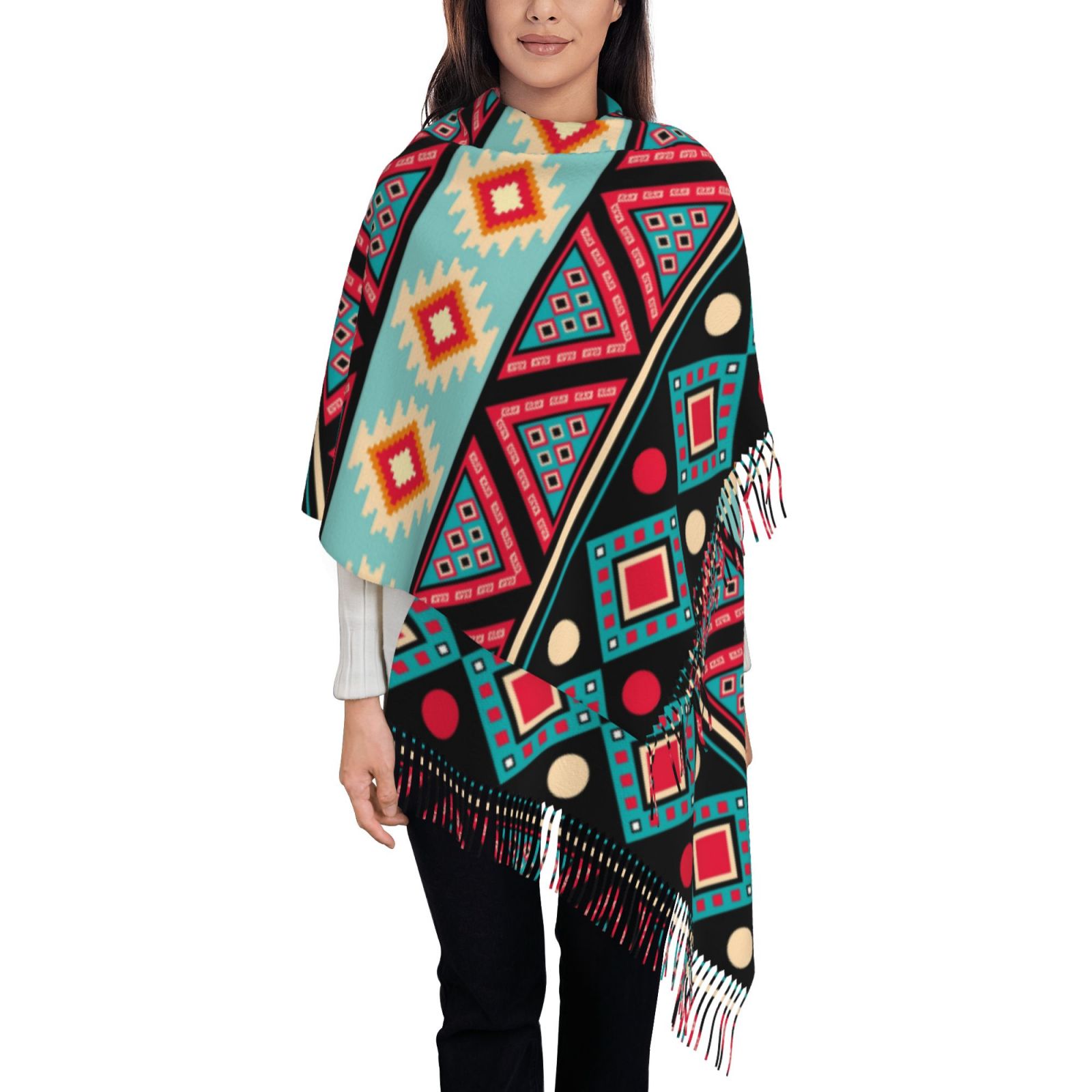 ZNDUO Vintage Southwest Native Pattern Pashmina Shawls，Wraps Winter ...