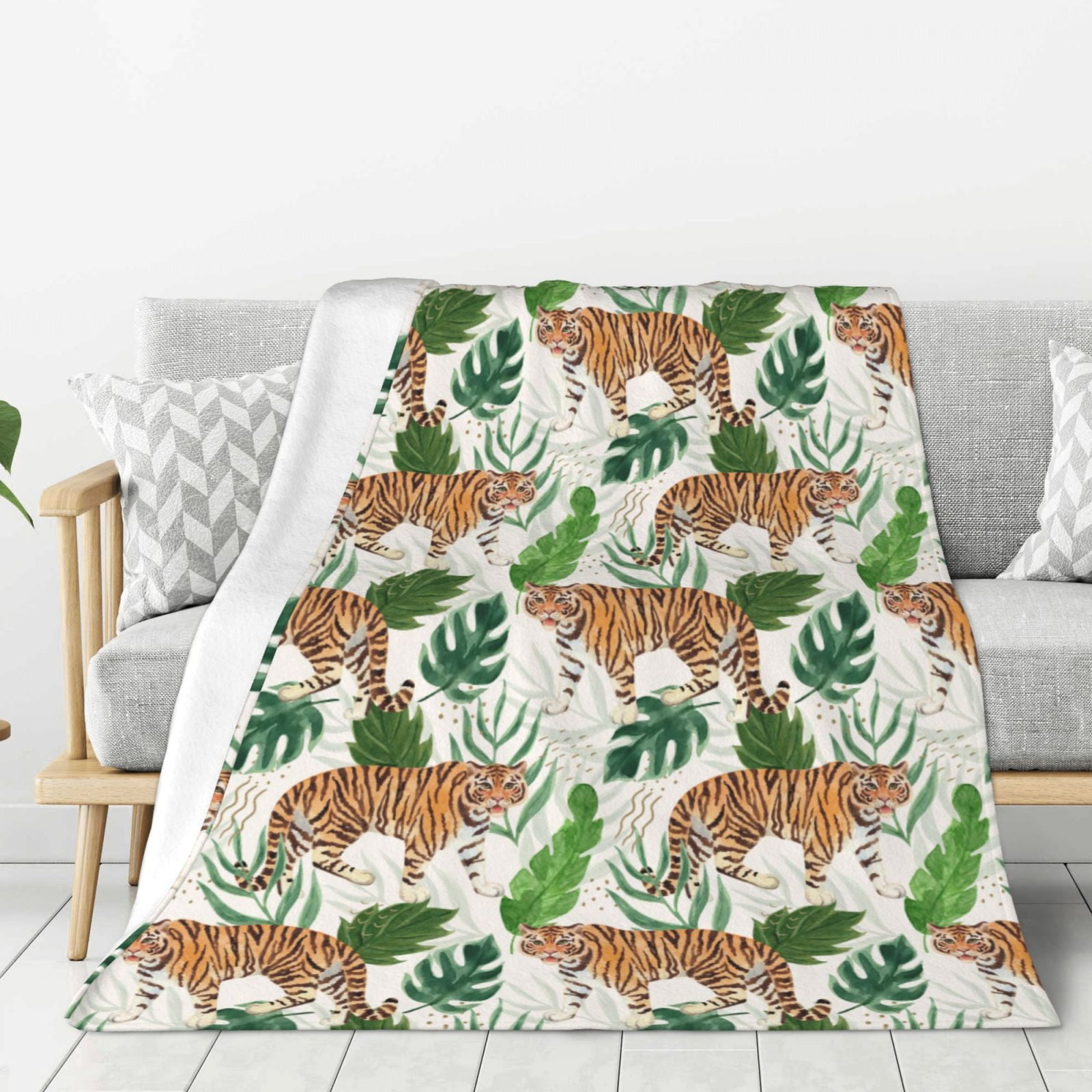 ZNDUO Watercolor Forest Tiger Doodle Art Pattern Pattern Thickening ...