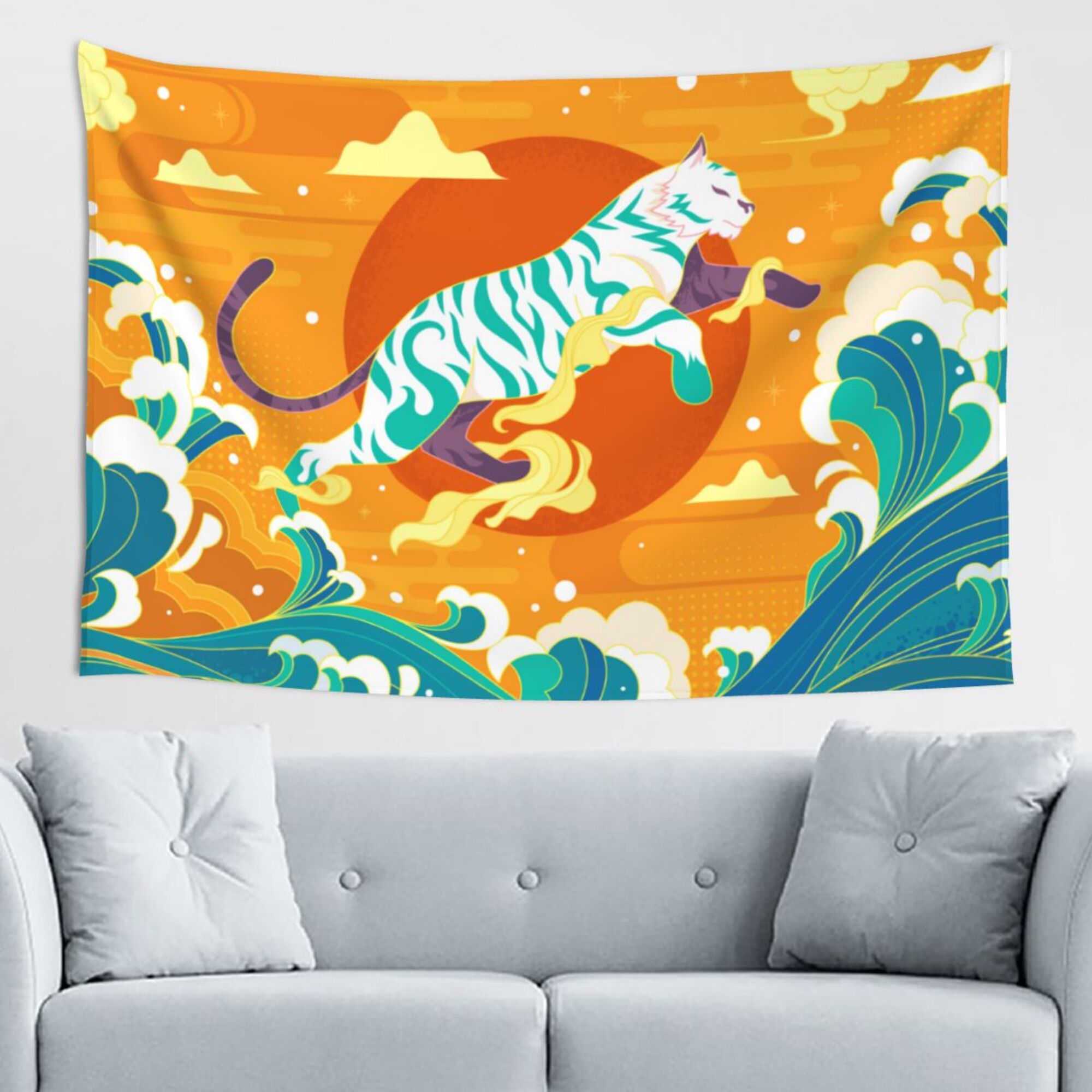ZNDUO Zodiac Tiger Animal Wall Tapestry, Fantasy Tapestry for Bedroom ...
