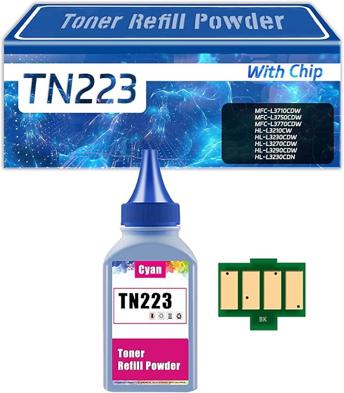 ZNER TN223 Toner Refill Powder,with Chip,Compatible for Brother MFC ...