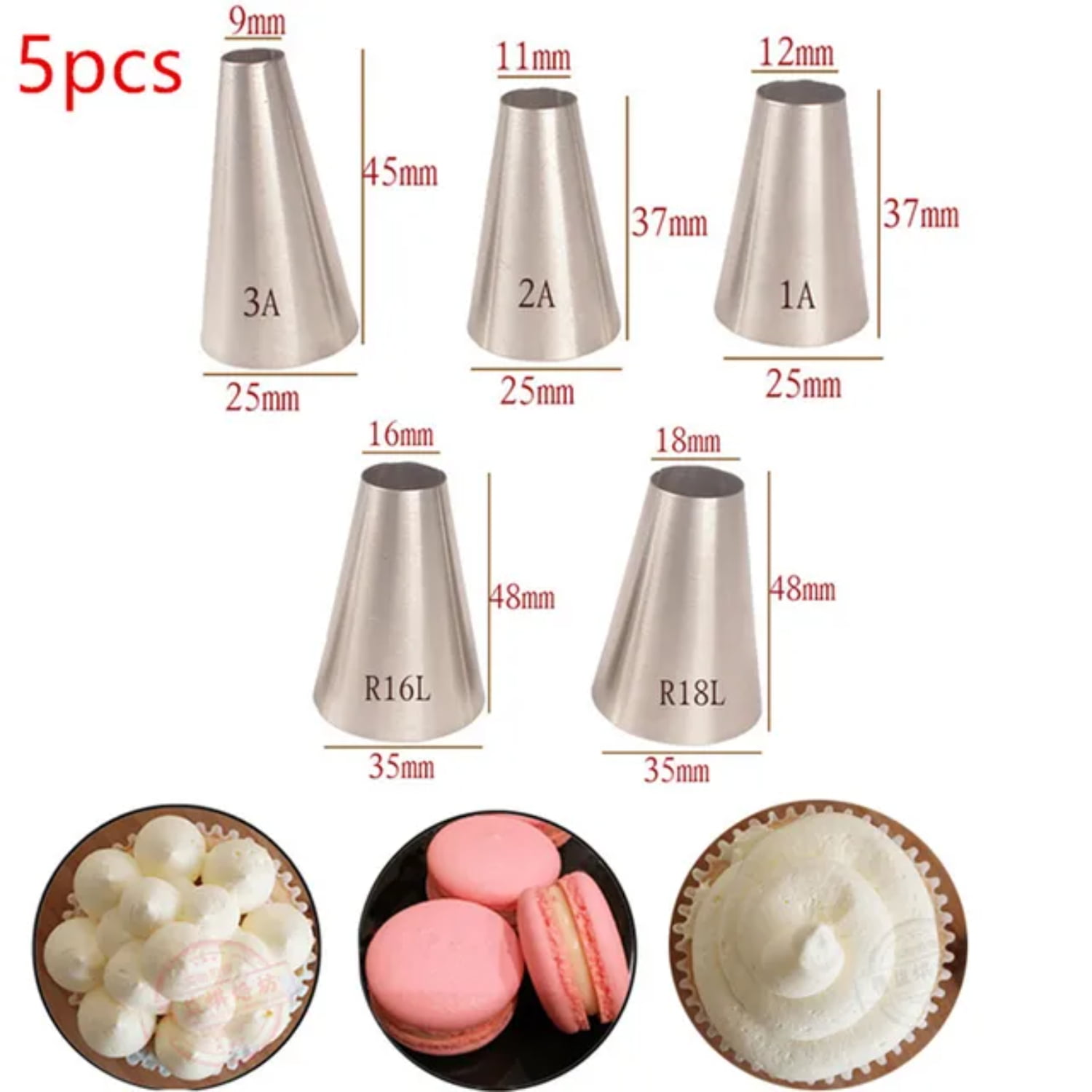 ZNGGUDZ Premium Stainless Steel Round Pastry Nozzles Cake Decorating ...