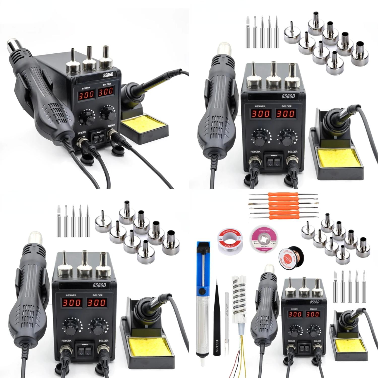 ZNGPNG 750W 8586D Soldering Station 2 IN 1 Hot Air Gun LCD Dual Digital ...