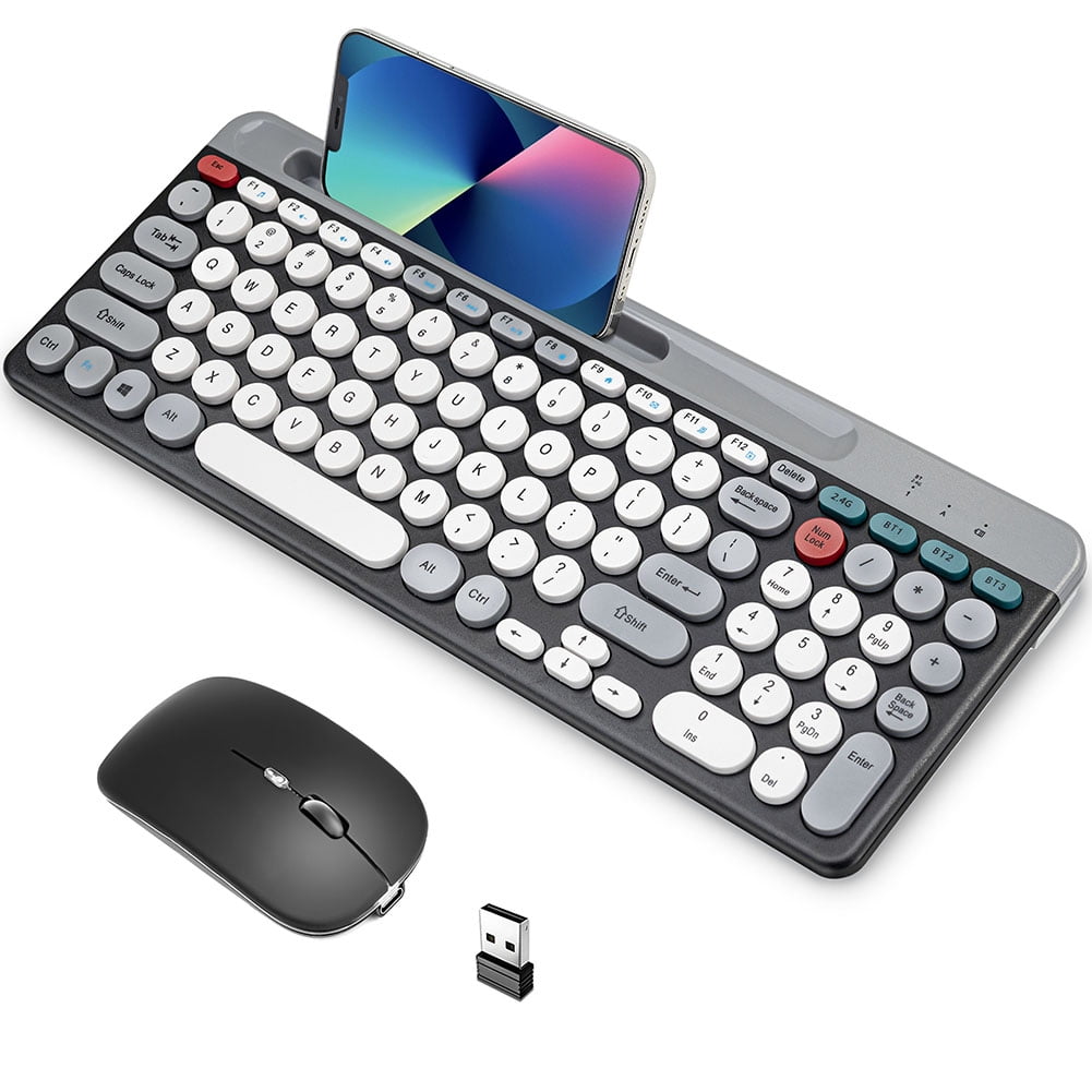 Zngpng Bluetooth Keyboard Mouse Combo With Phone Holder Ergonomic 24ghz Wireless Keyboard Mouse