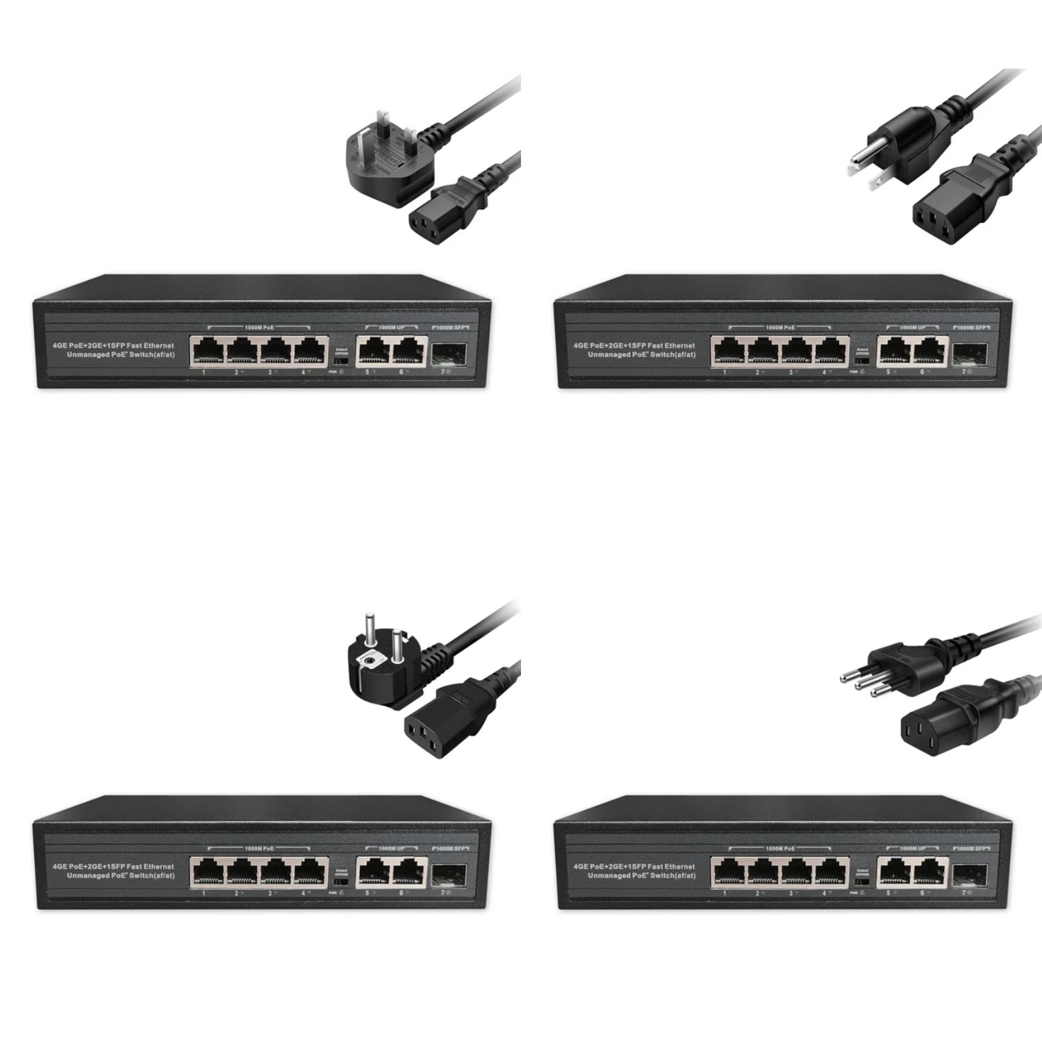 ZNGPNG Full Gigabit POE Ethernet Switch Hub Unmanaged 65W 4 POE +2 RJ45 ...