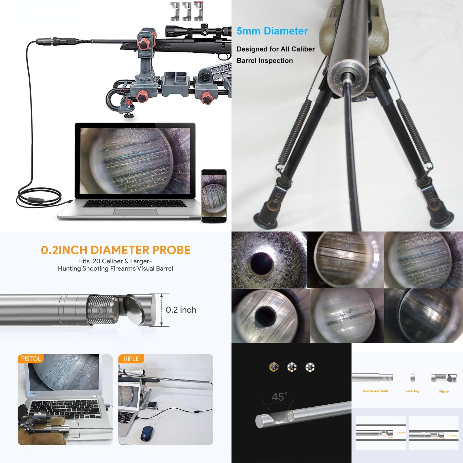 ZNGPNG High-Resolution Flexible NTG100 Rifle Borescope Camera ...