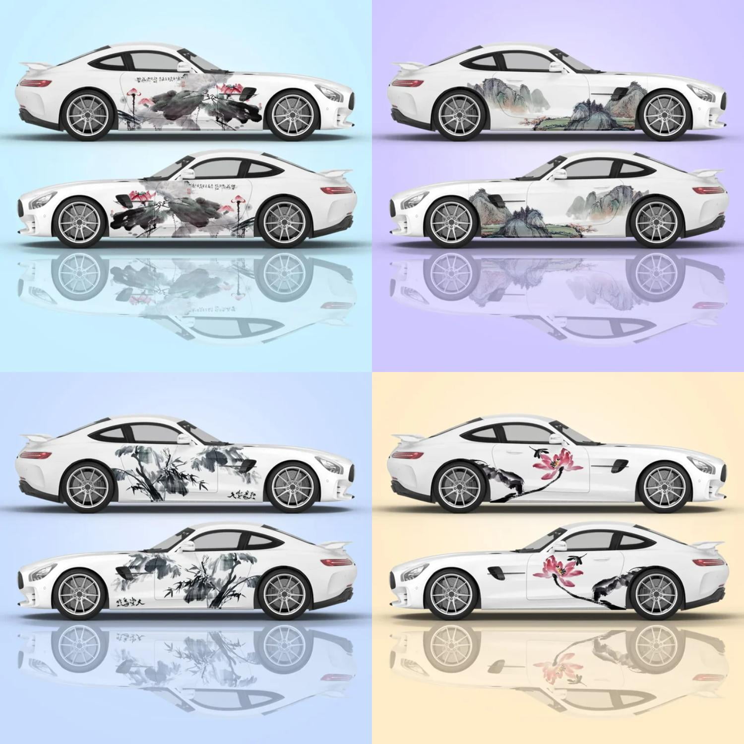 ZNGPNG Reversible Chinese Ink Painting Art Car Stickers - unique and ...