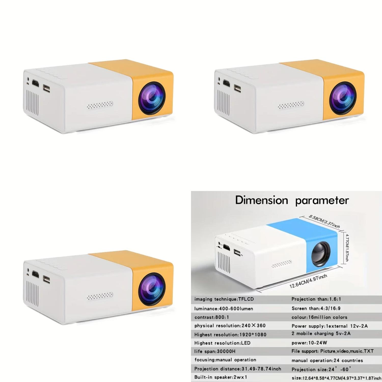 ZNGPNG YG300 HD mini projector with USB and SD memory-enhance your ...