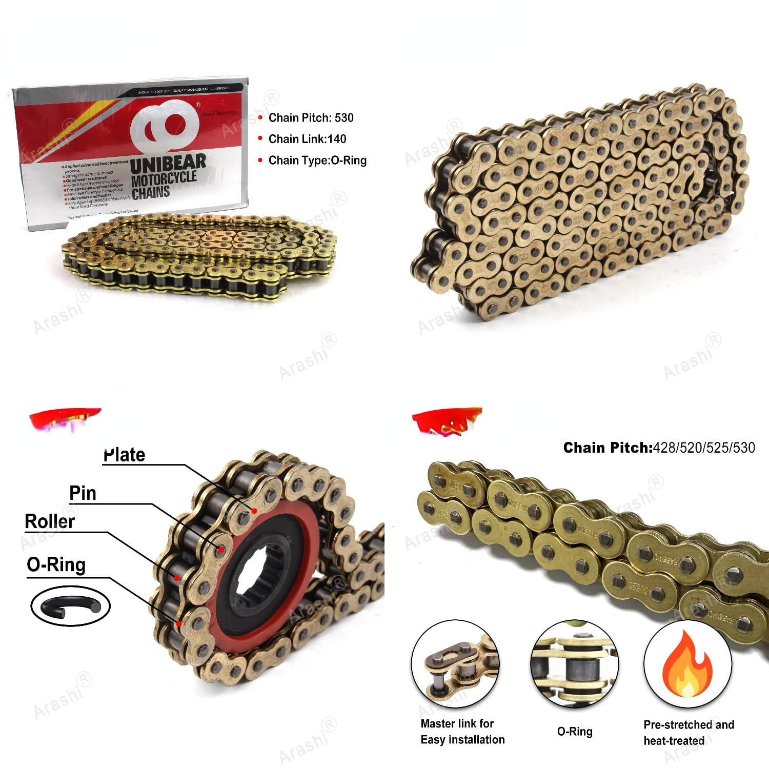 ZNGXYU Heavy-Duty 530 O-Ring Chain Drive Sprocket and Connecting Link ...