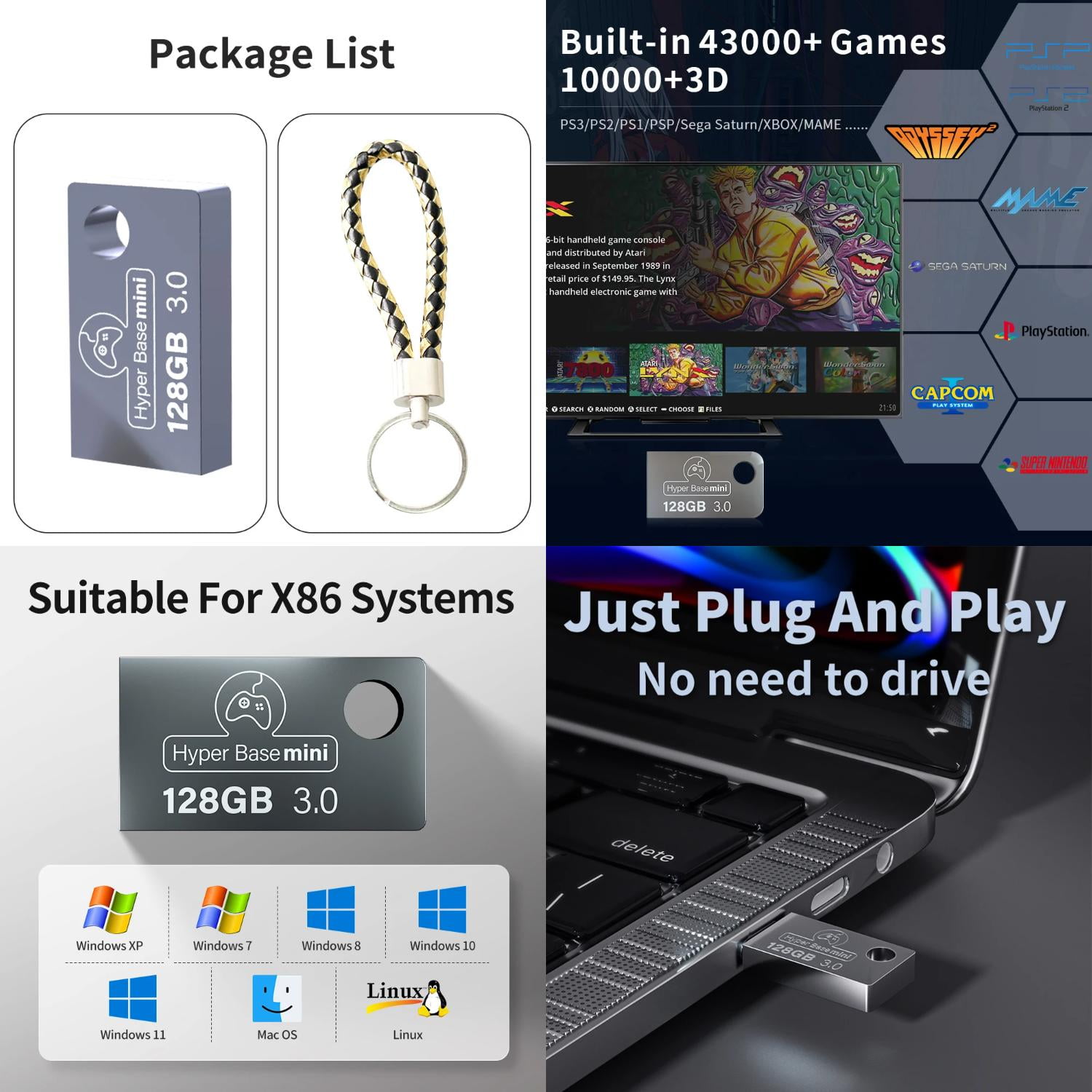 ZNGXYU Pre-installed 128GB Mini Base Gaming Disk Loaded with 43000 ...