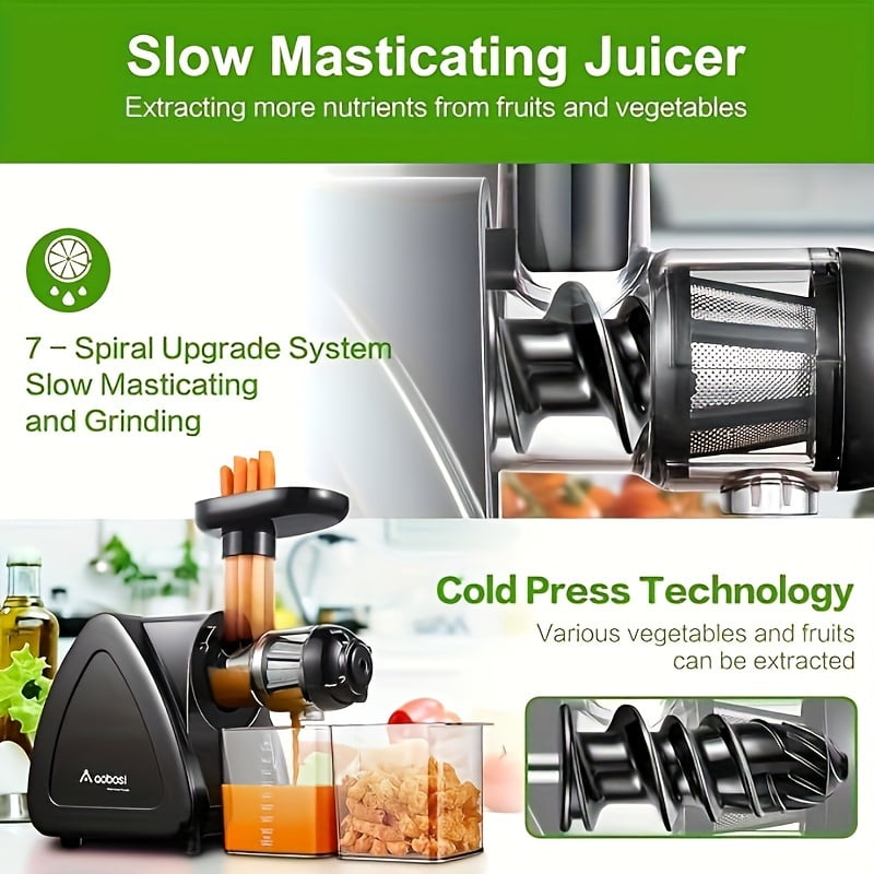 ZNGYXMN Matte Black Slow Masticating Juicer Machine - Quiet High Juice ...