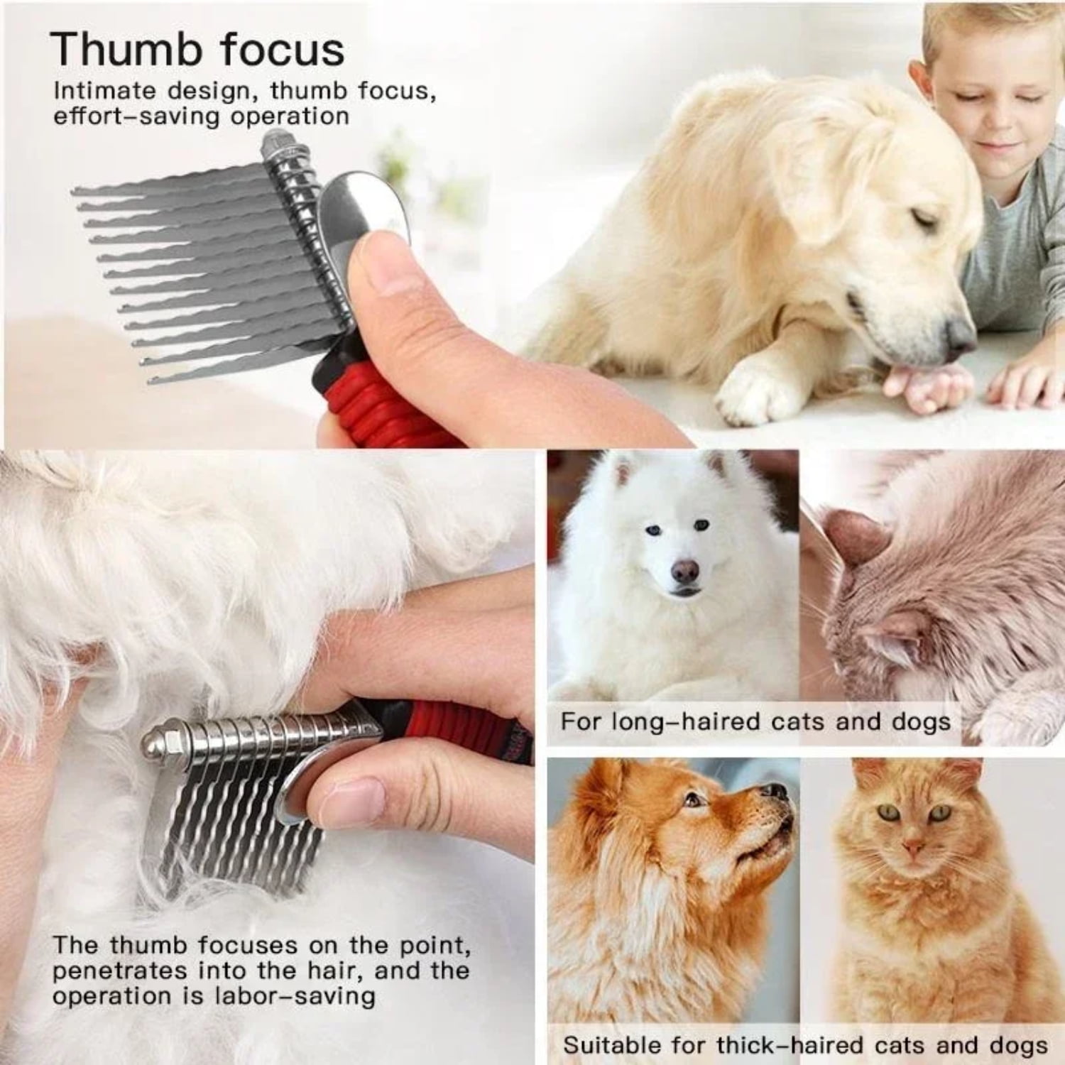 ZNGYXN Professional Pet Dematting Rake Comb Brush Tool for Dogs and ...