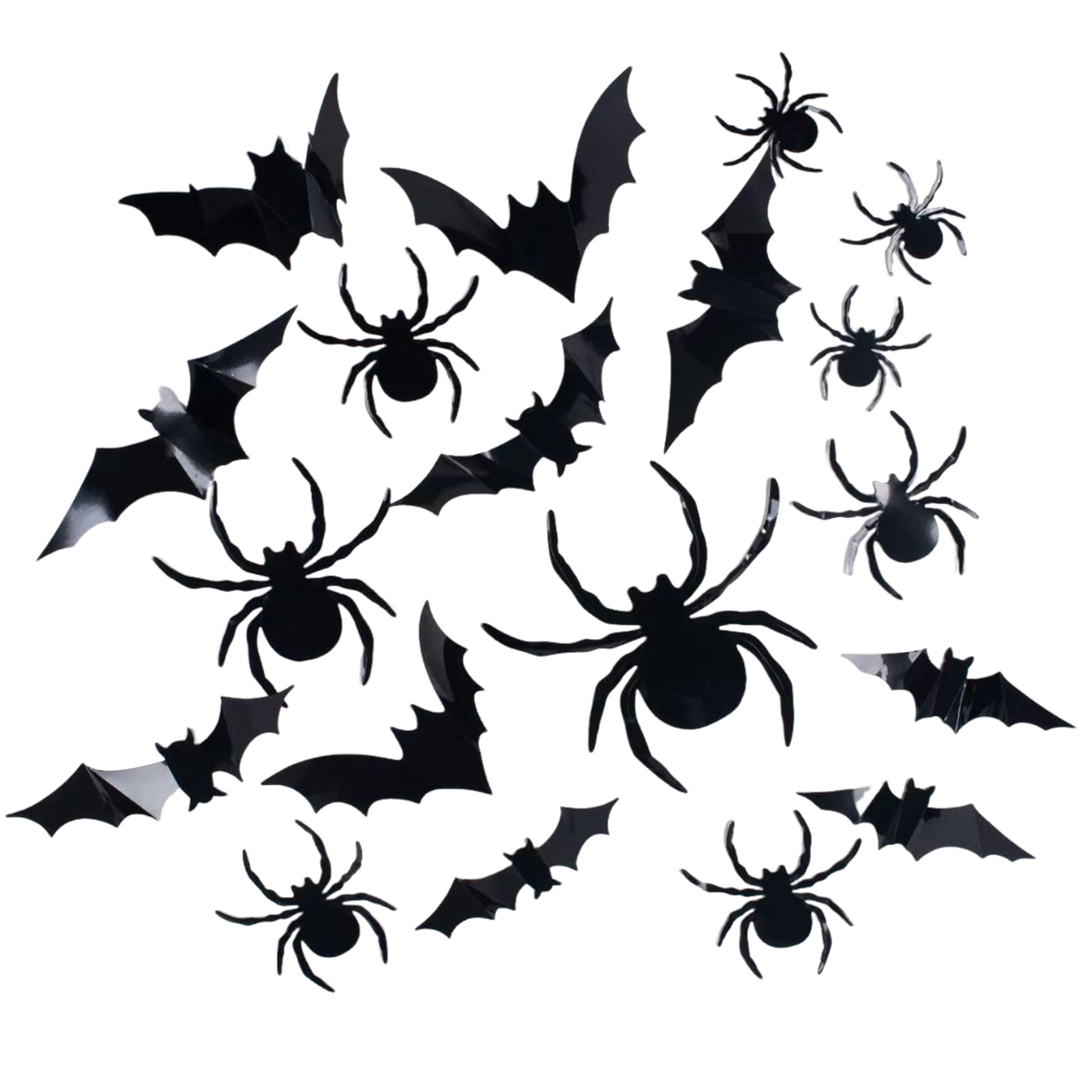 ZNNT 24 Pcs Halloween 3D Bat And Spider Stickers Spooky Black Spider ...
