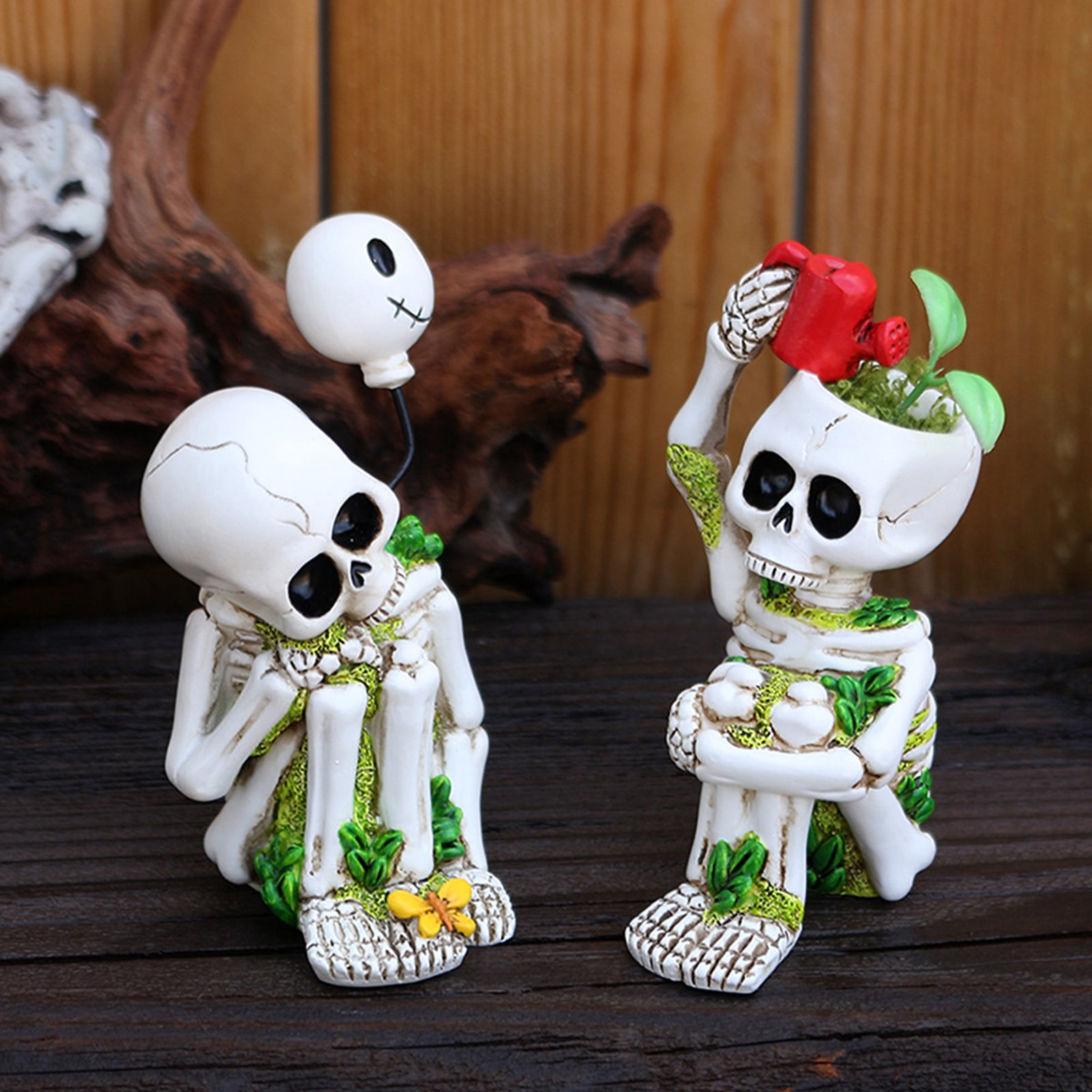 ZNNT 2Pcs Halloween Skeleton Statue Lightweight Resin Material ...