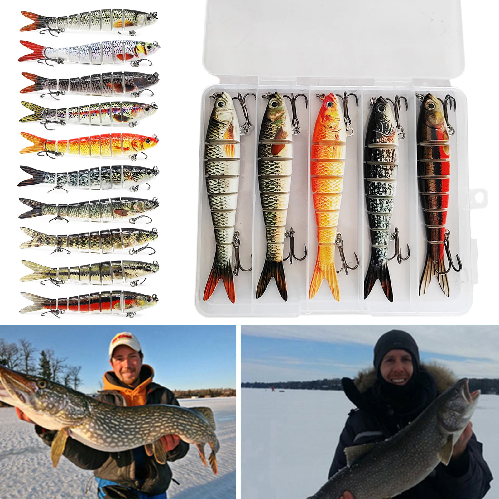 ZNNT 3/5Pcs 13.5CM/26G Multi-Jointed Fishing Lure with Hooks Realistic 8-Section Swimbait Bionic ...