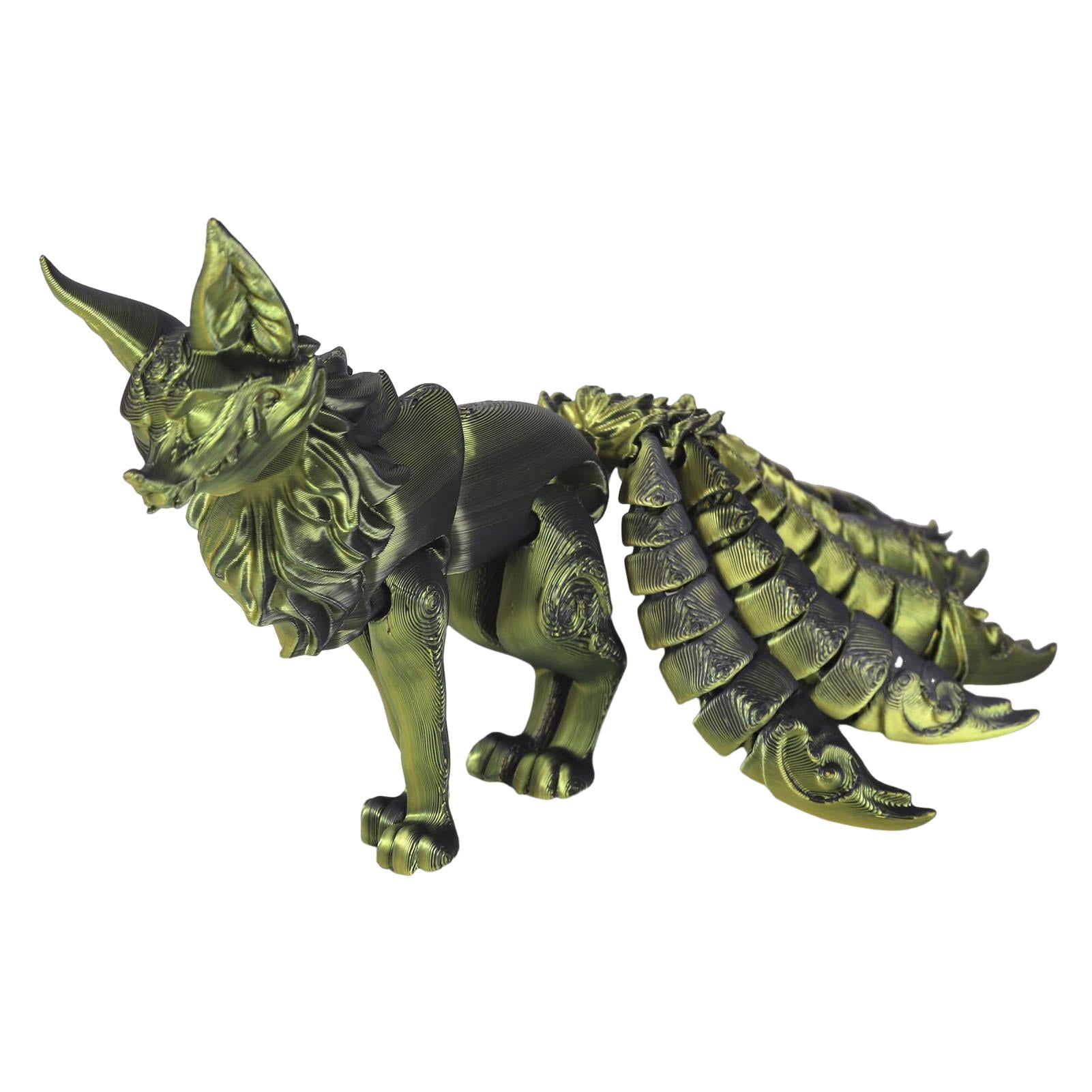 ZNNT 3D Printed Fox Ornament Nine Tailed Fox Figurine with Articulated ...