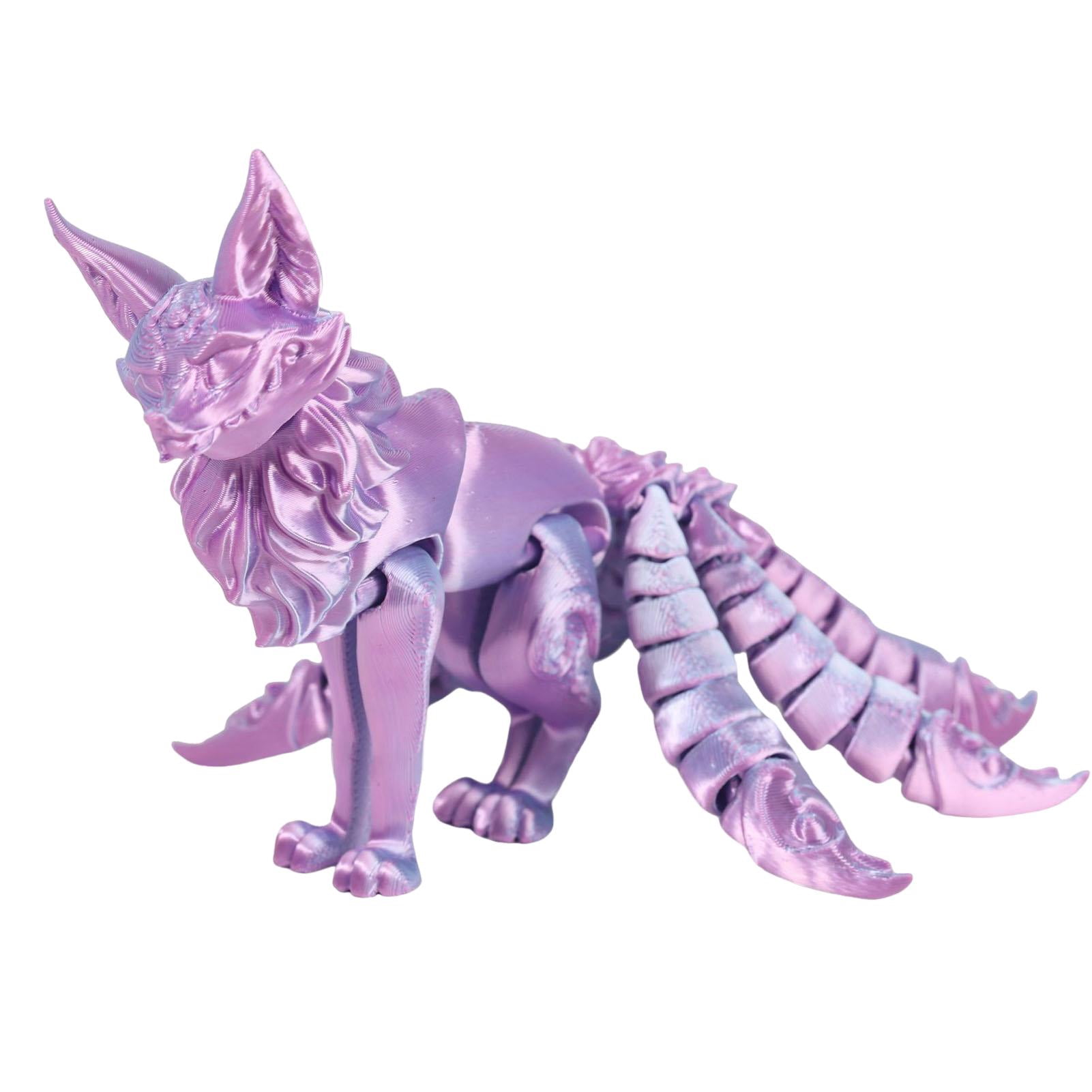ZNNT 3D Printed Fox Ornament Nine Tailed Fox Figurine with Articulated ...