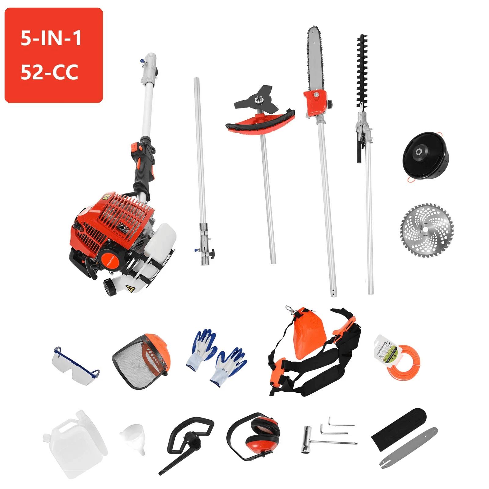 ZNNT 5 in 1 Multi-functional Trimming Tools, 52cc 2-Cycle Garden Tool ...