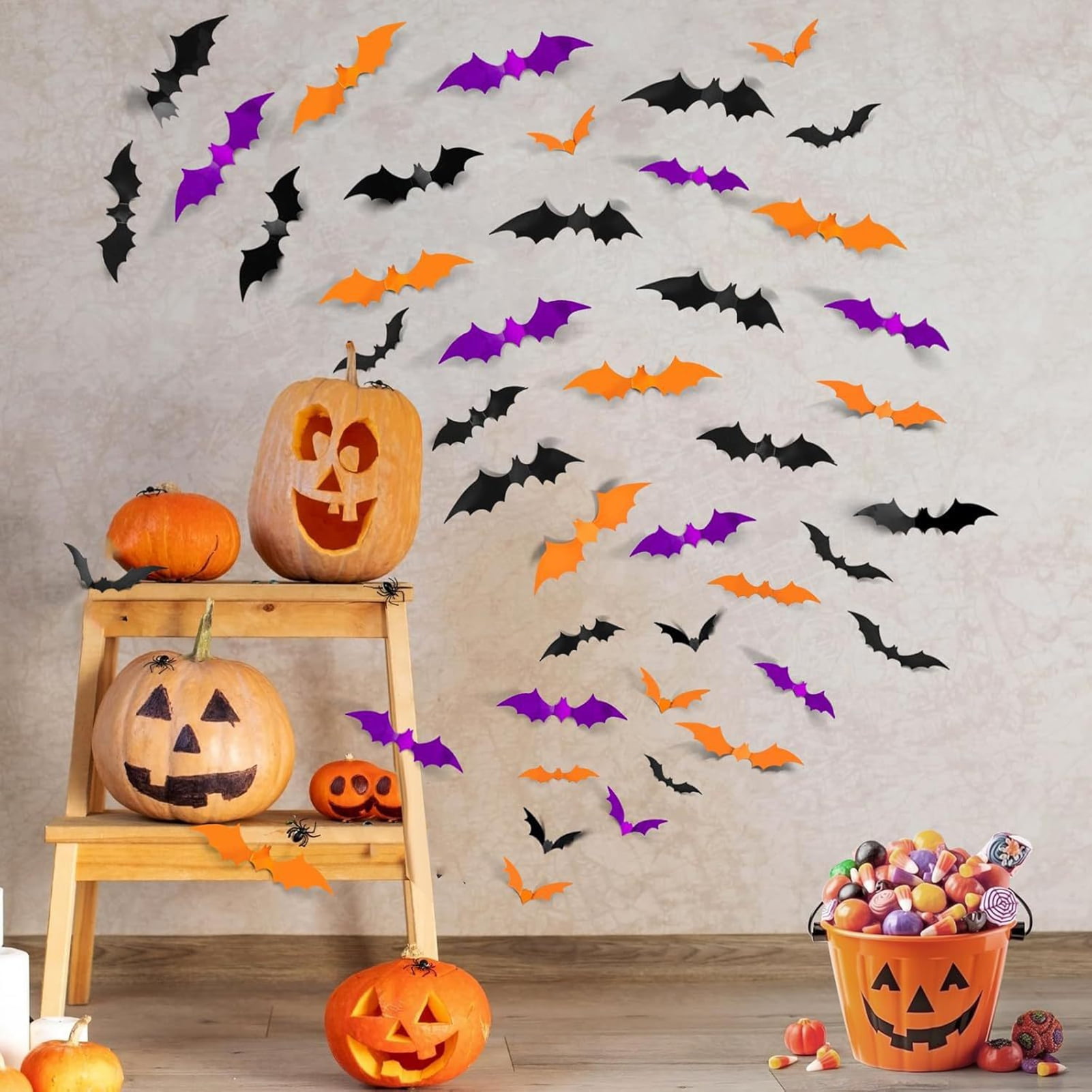 ZNNT 72/120Pcs 3D Bat Wall Stickers Realistic Pattern Easy to Install ...