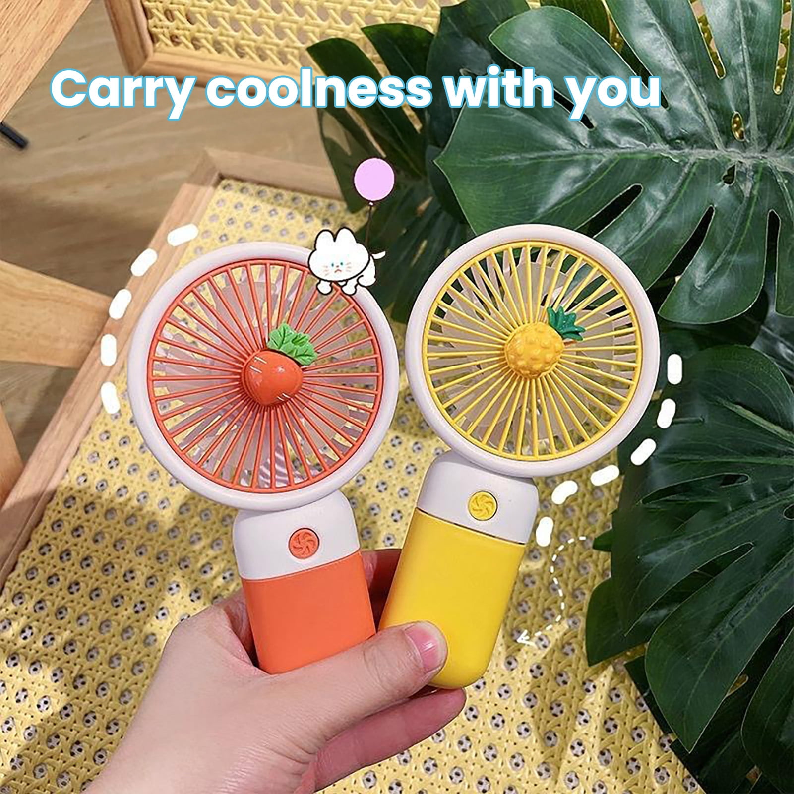 ZNNT Cartoon Flower Fruit Handheld Fan 3 Speed Adjustable USB ...