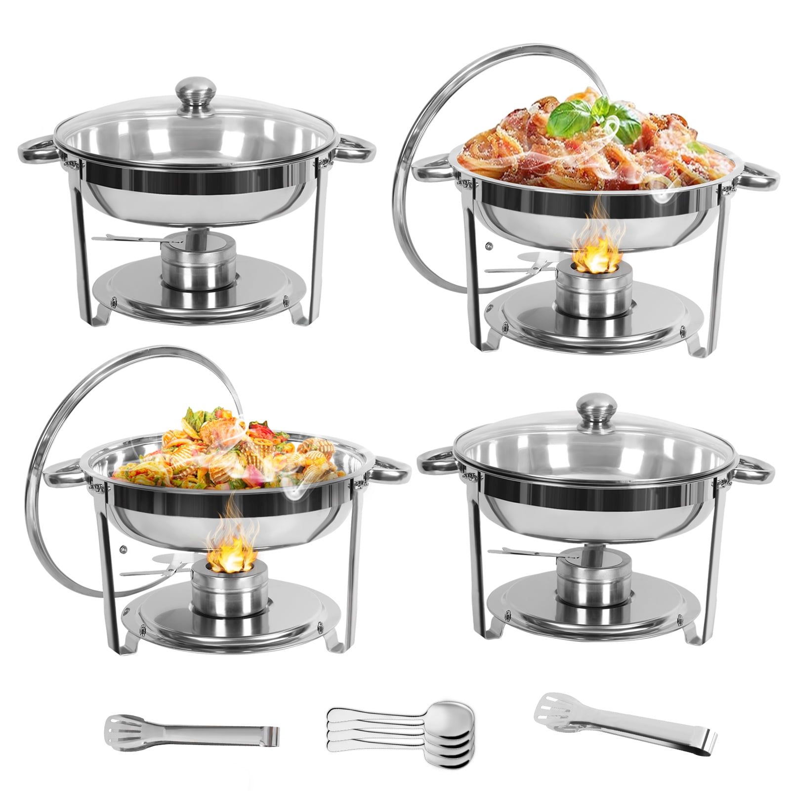 ZNNT Chafing Dishes Buffet Set 4 Pack, 5.5L Round Buffet Chafing Dishes ...