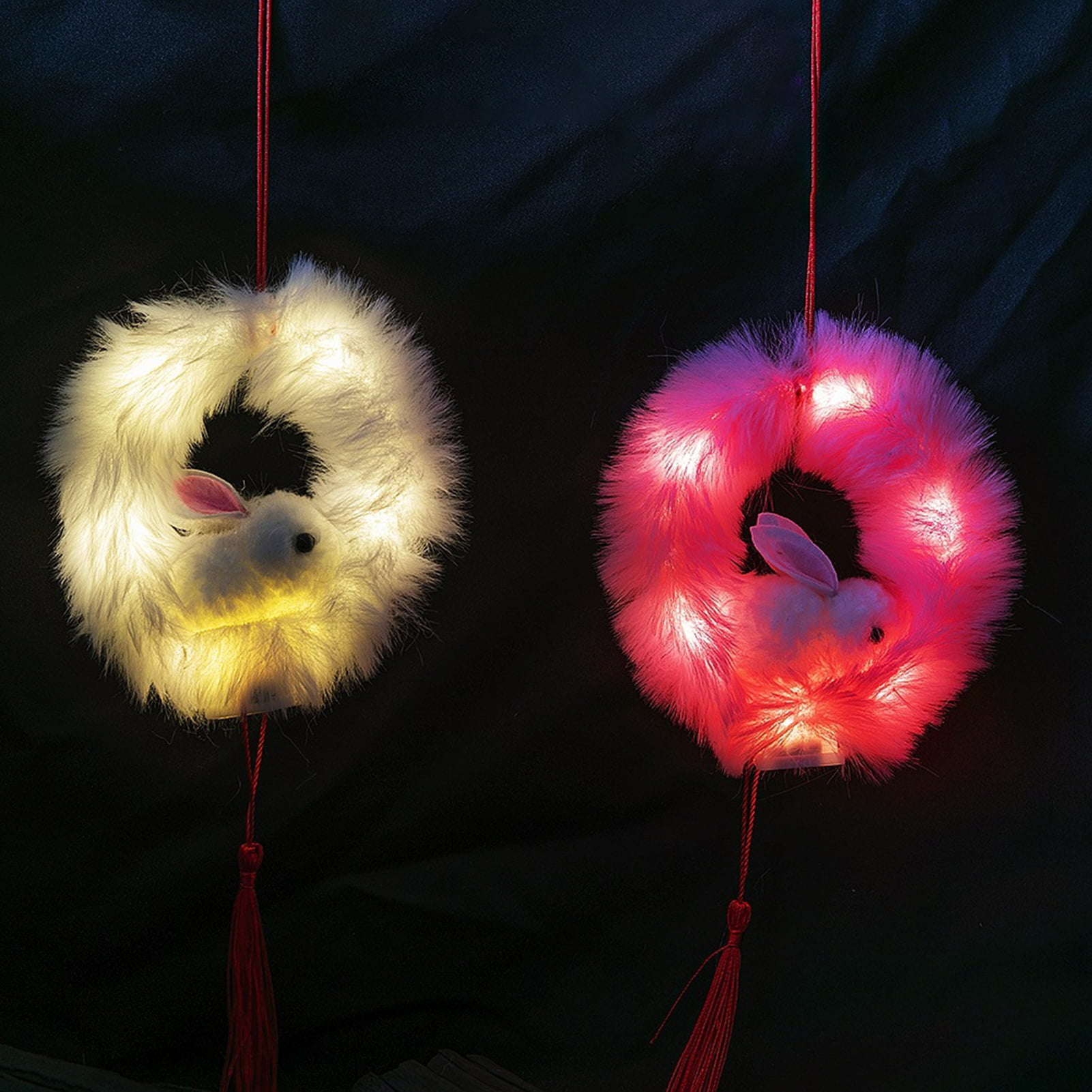 ZNNT Chinese New Year Rabbit Lantern DIY Handheld Velvet Bunny Lantern ...