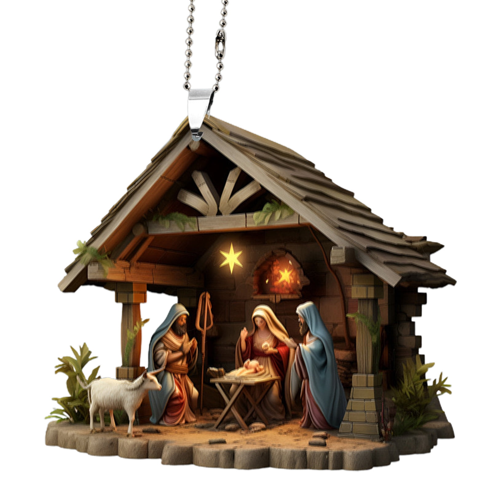 ZNNT Christmas Pendant Ornament Jesus Family Prayer Scene Pendant ...