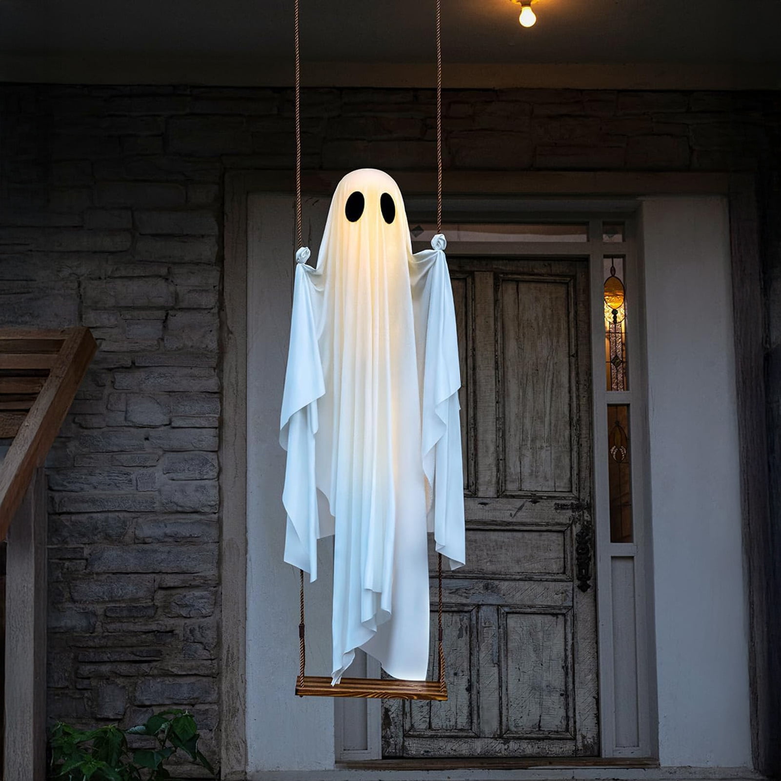 ZNNT Halloween Outdoor Swing Ghost Decor 5 FT Large Hanging Swing Ghost ...