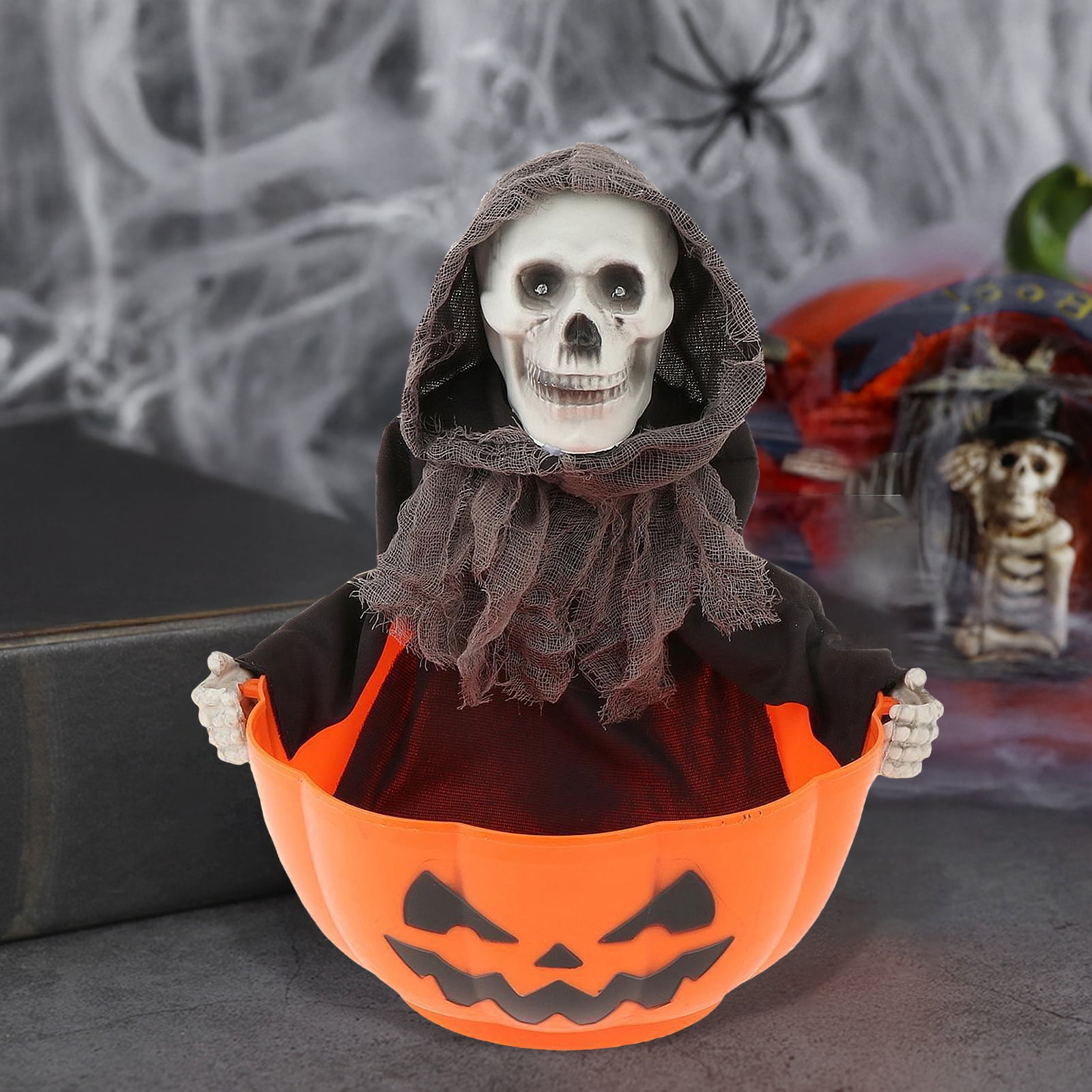ZNNT Halloween Skeleton Candy Bowl Animated Skull Candy Dish with ...