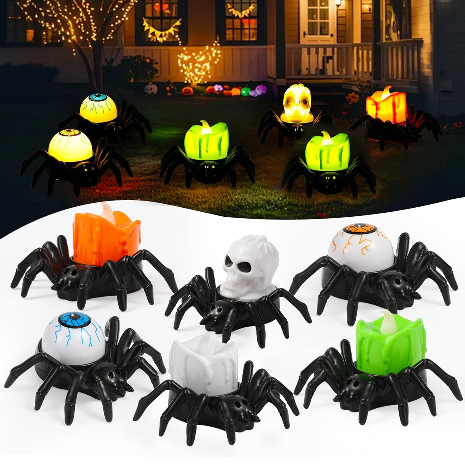 ZNNT Halloween Spider Tea Lights LED Flameless Spider Candle Holder ...