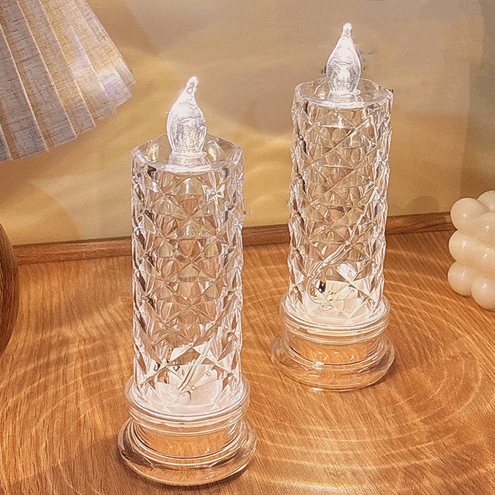 ZNNT LED Faux Crystal Flameless Candles Battery Operated Flickering ...