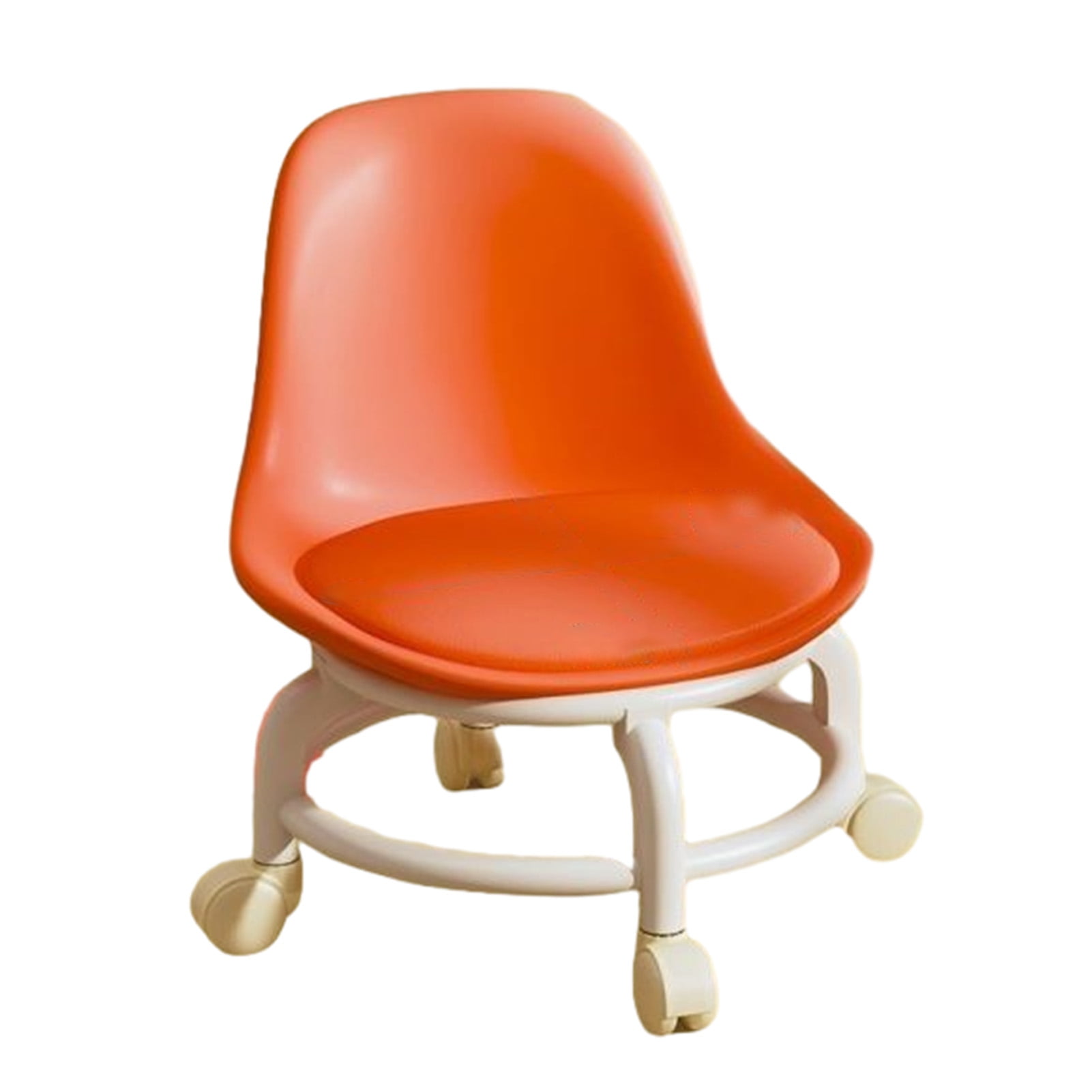 ZNNT Low Rolling Stool with Backrest 360 Degrees Swivel Wheels Faux ...