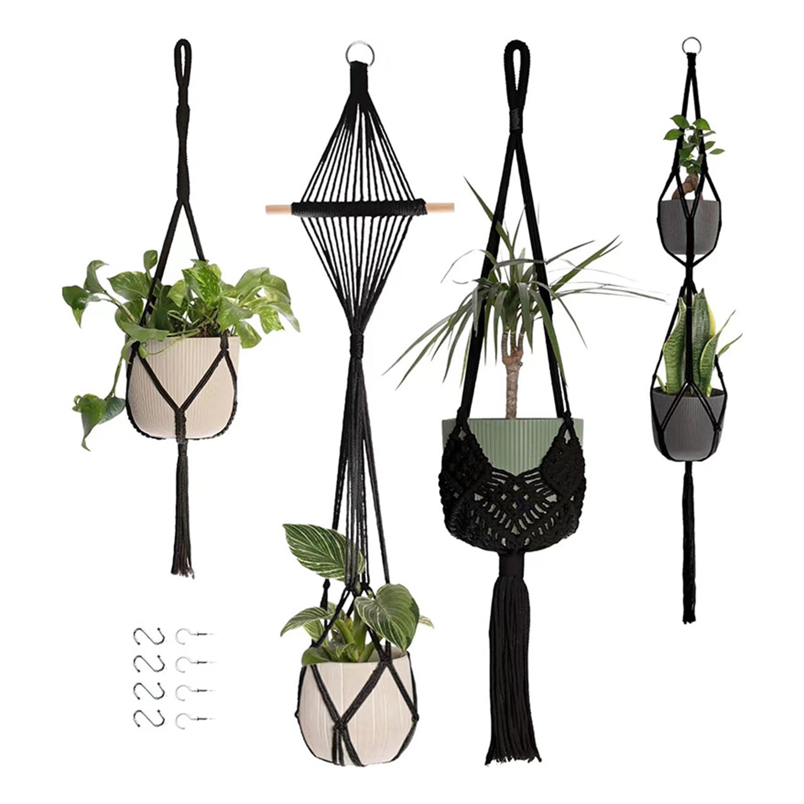 ZNNT Macrame Plant Hanger Boho Hanging Planter Holder Cotton Rope ...