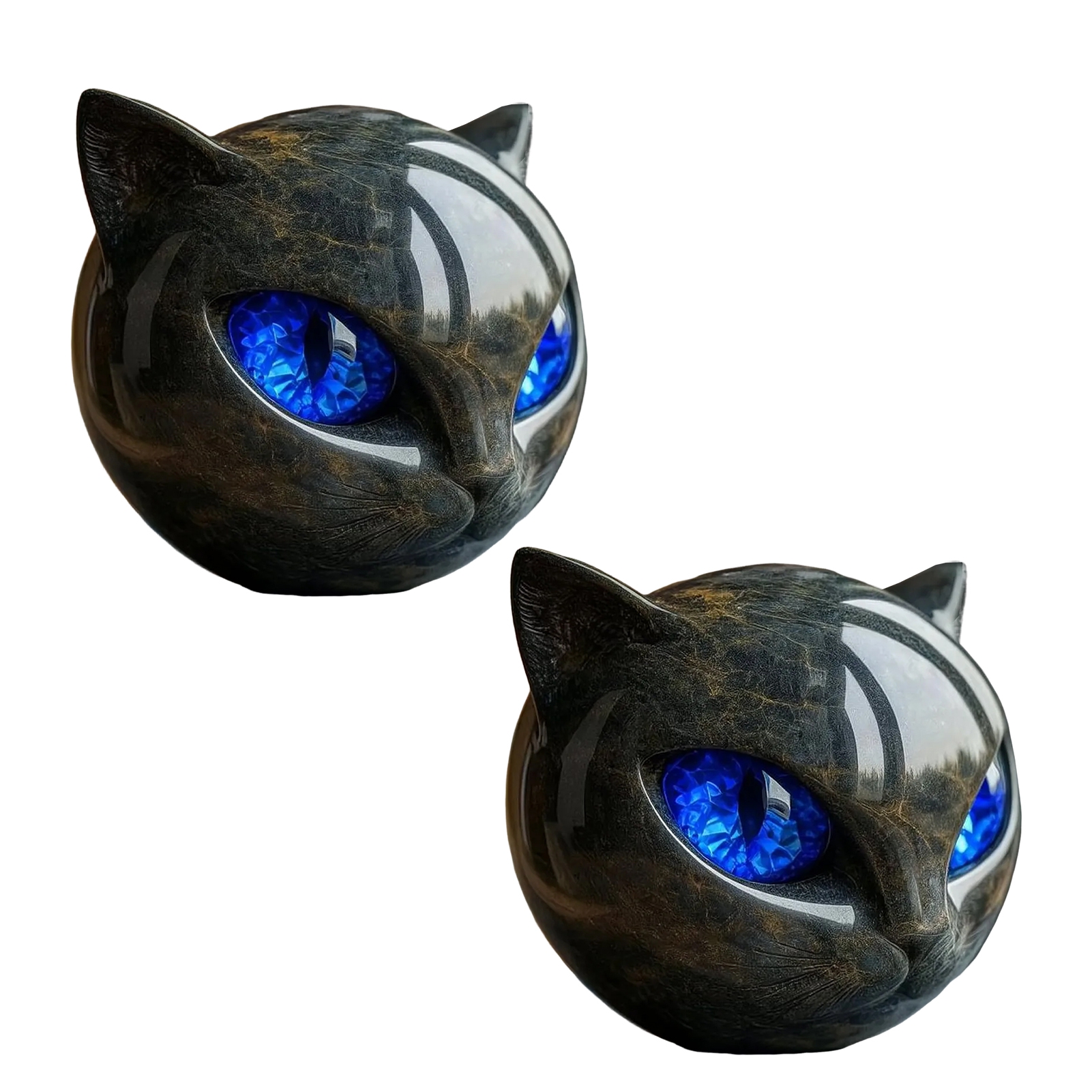 ZNNT Mini Cat Stone Resin Cat Head Figurine Collectible Healing Stone ...