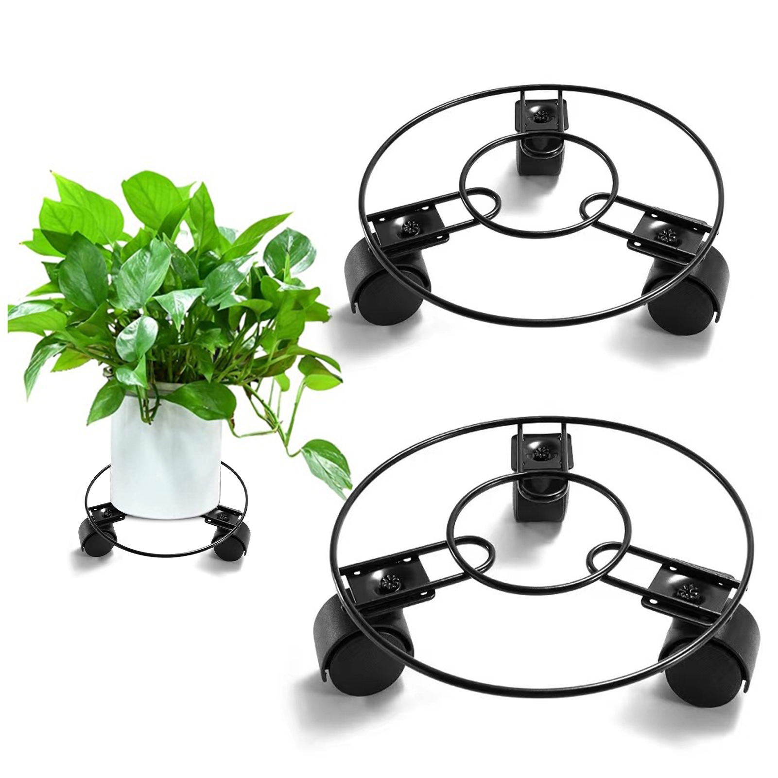 ZNNT Planter Holder Flower Pot Rack with Wheels Sturdy Construction ...