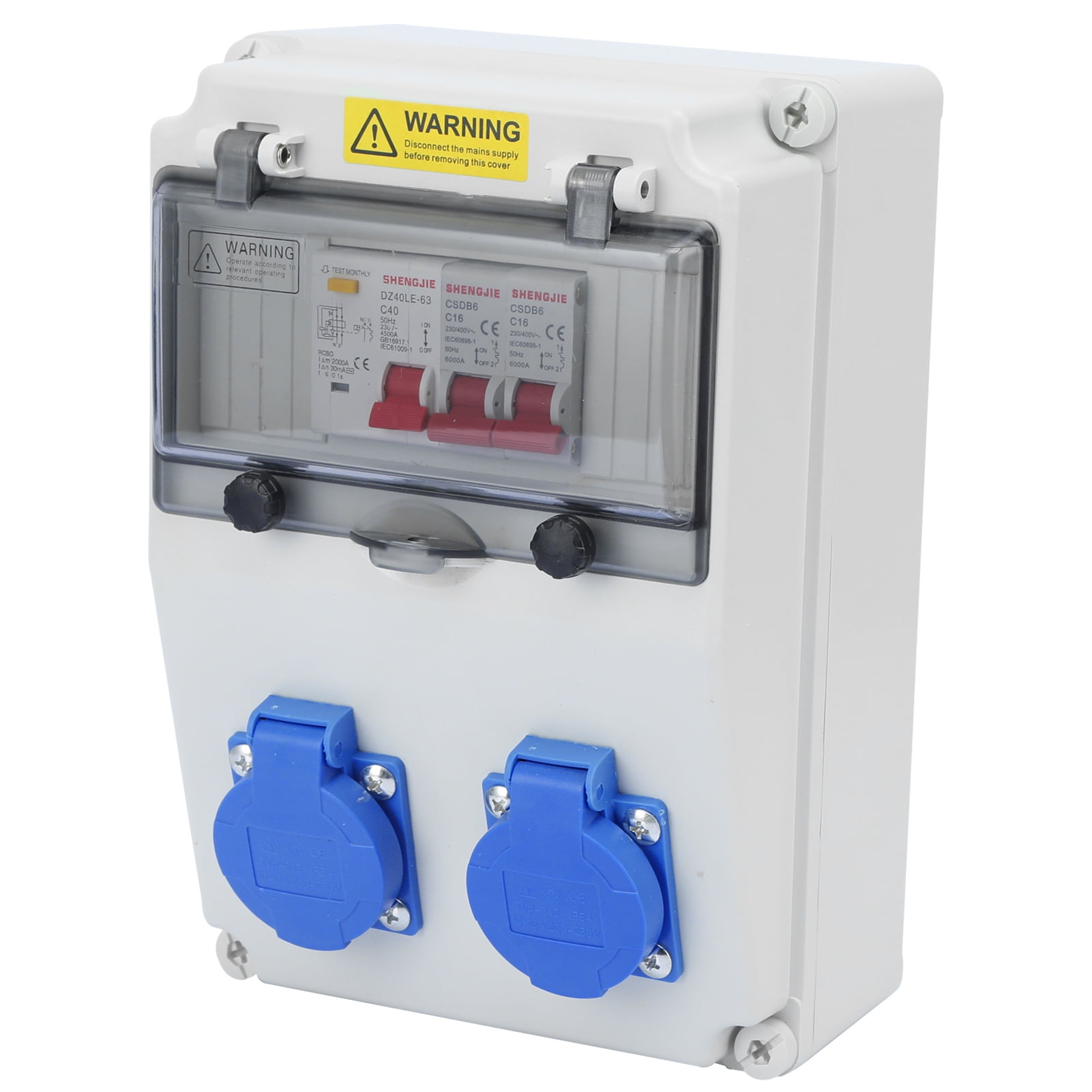 ZNNT Power Distribution Box 2-Socket IP65 Waterproof Flame Retardant ...