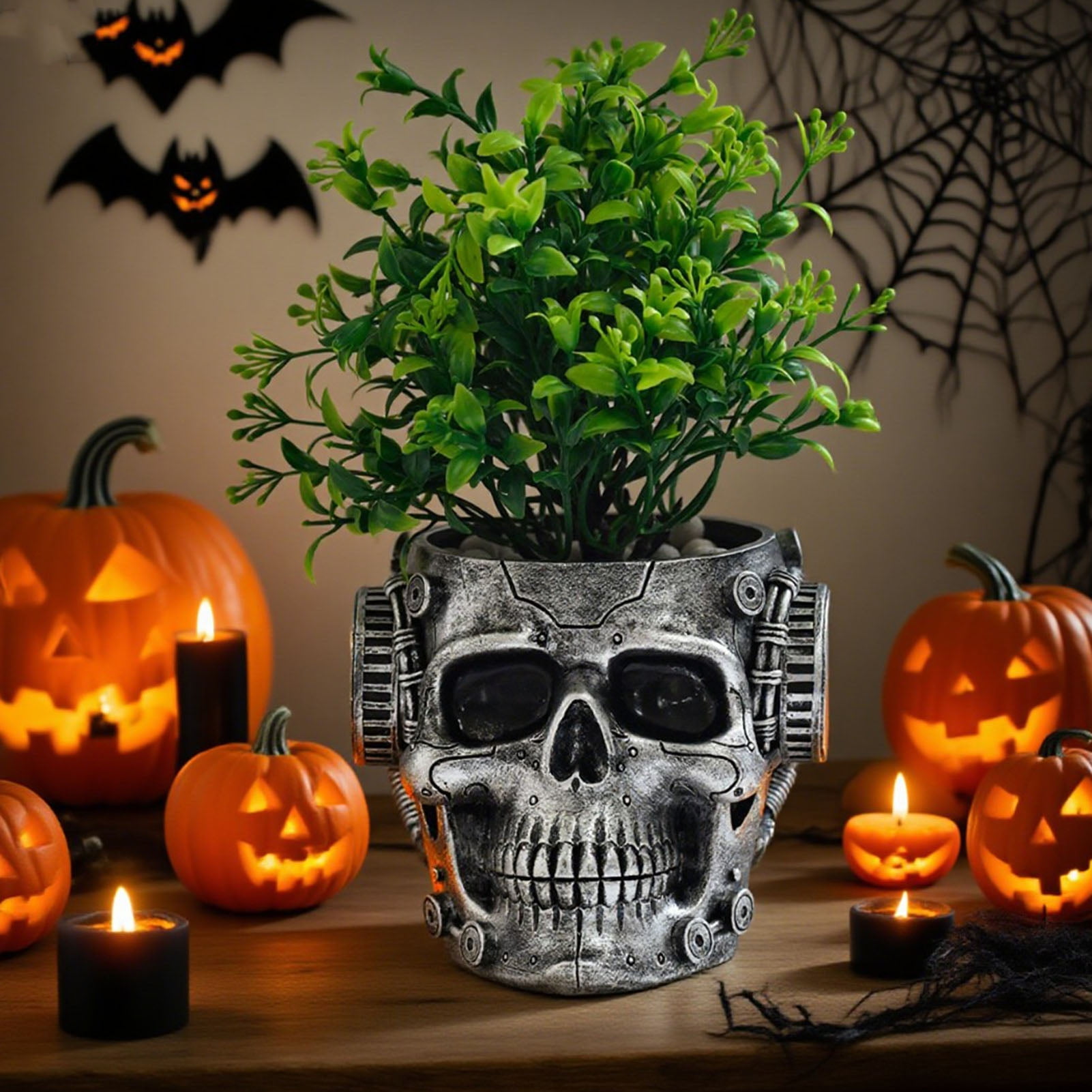 ZNNT Resin Skull Planter Steampunk Machinism Human Skull Plant Pot ...