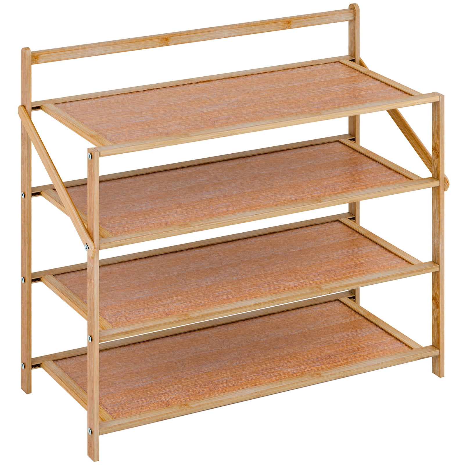 ZNNT Shoe Rack Small 4 Tier, Installation-free Shoe Stand, Bamboo Shoe ...