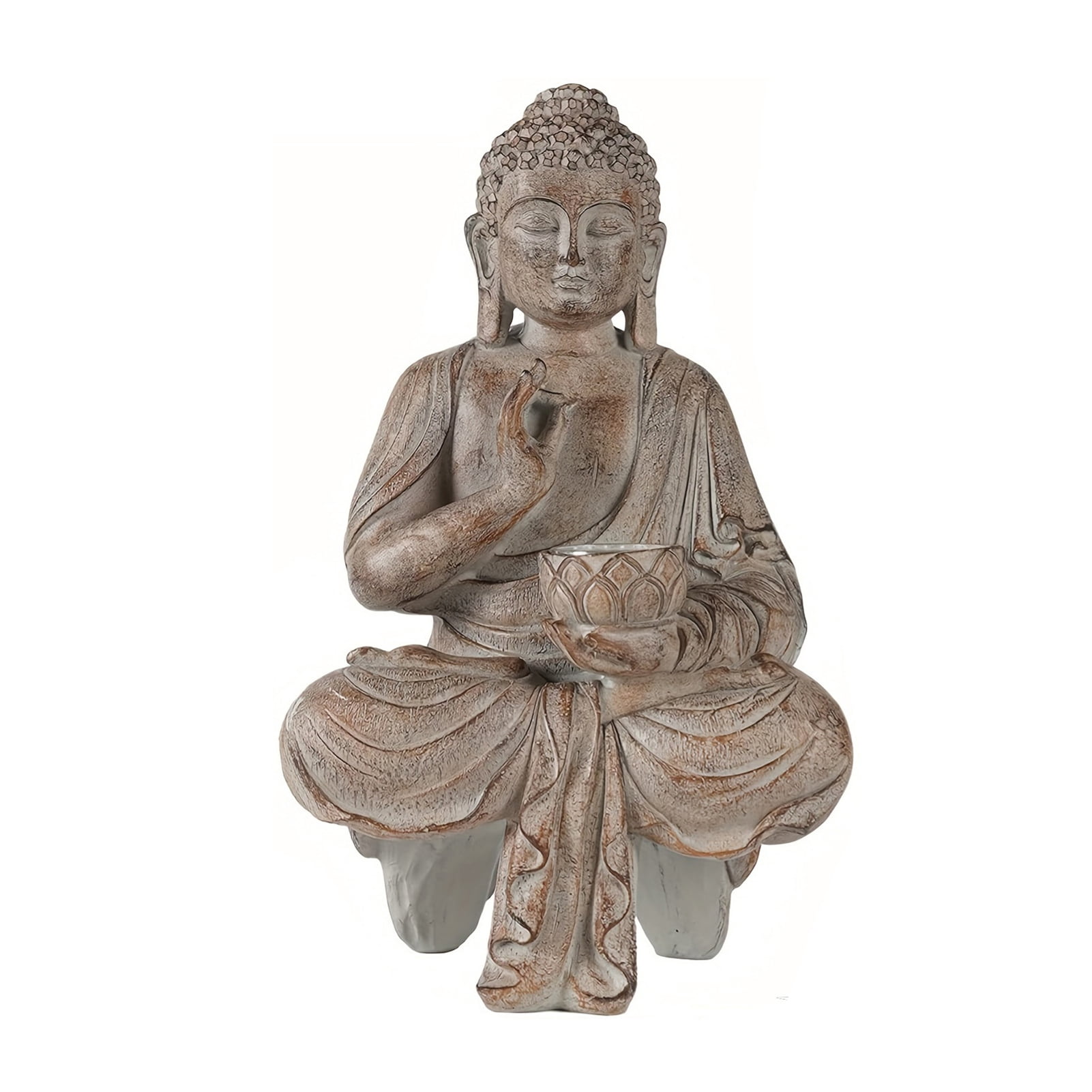 ZNNT Solar Buddha Statue Resin Meditating Buddha Sculpture with Lotus ...